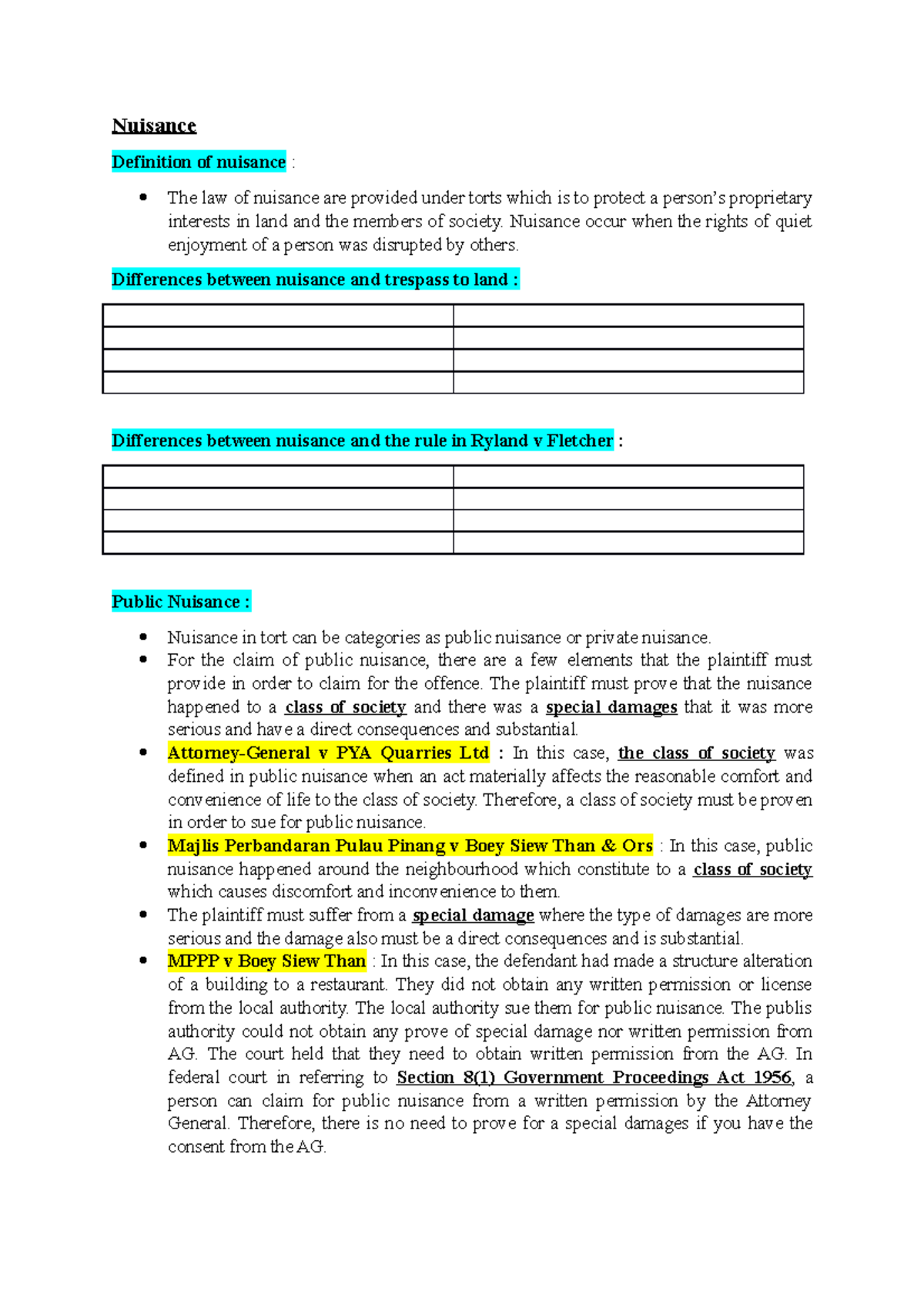 Nuisance Torts Ii Notes Nuisance Definition Of Nuisance The Law Of