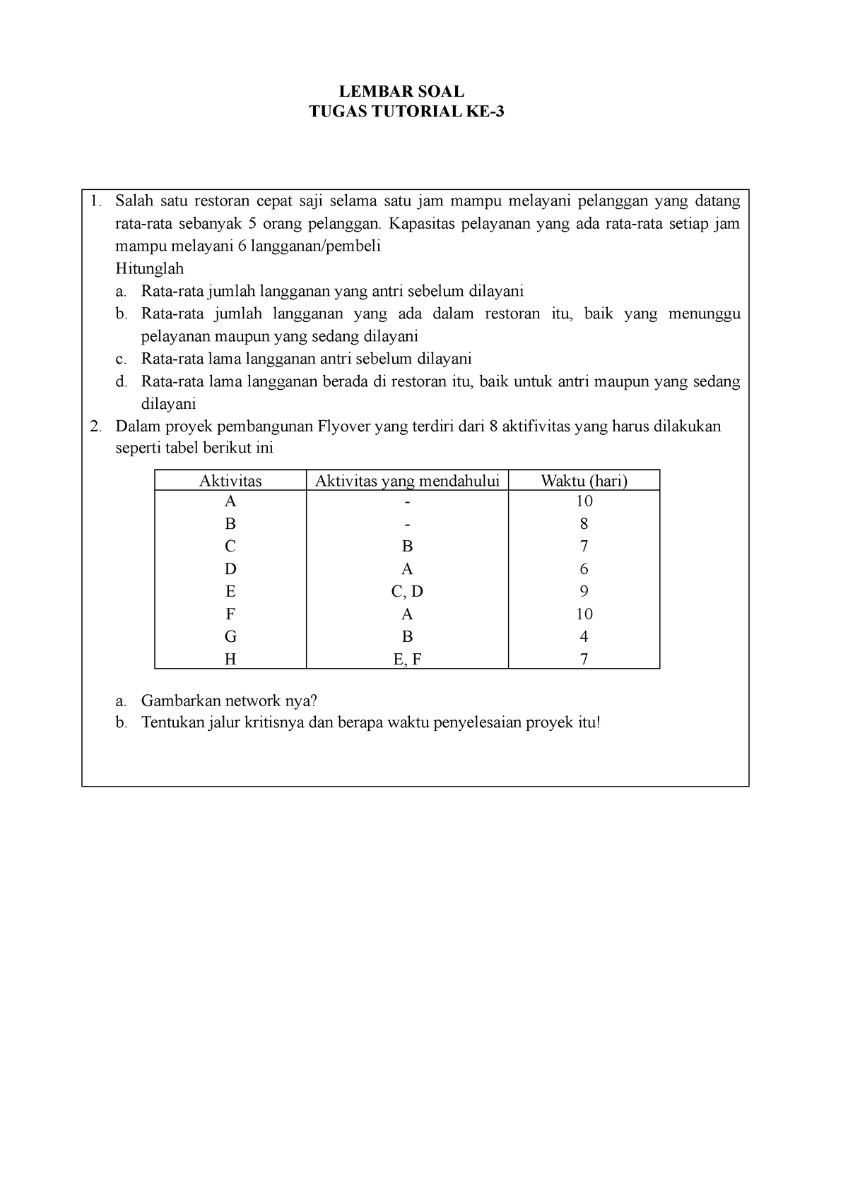 Tugas 3 Ekma4311 Nodesc Lembar Soal Tugas Tutorial Atau Tugas Mata