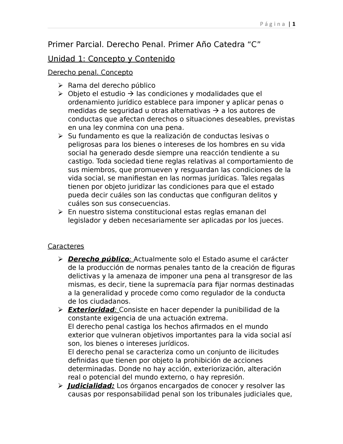 Primer Parcial Penal Primer Parcial Derecho Penal Primer Año