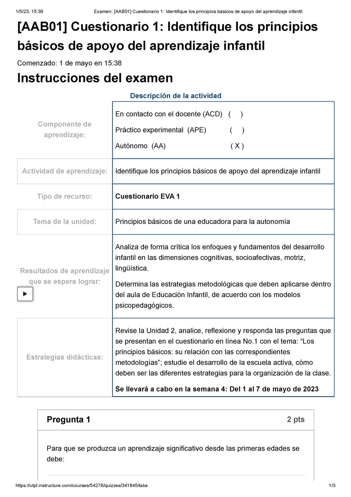 Examen Aab Cuestionario Identifique Los Principios De Los Modelos Hot