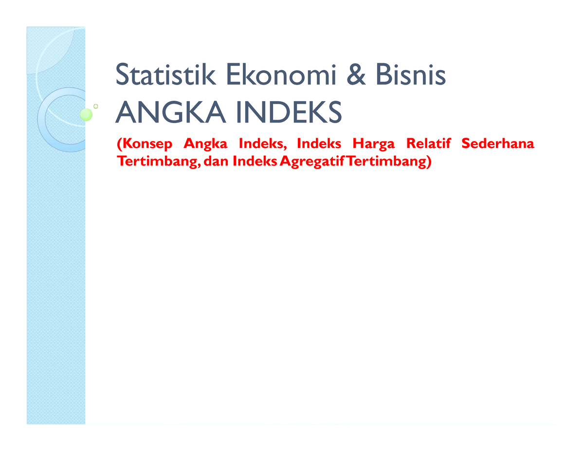 Stat1 102022 Angka Indeks Statistik Ekonomi And Bisnis Angka Indeks