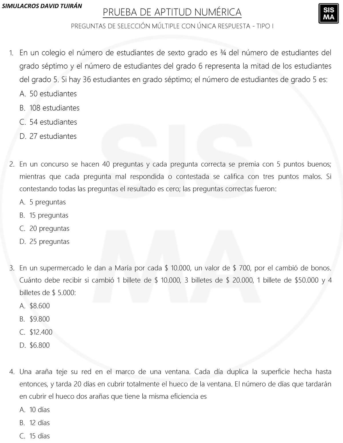 Simulacro Aptitud NumÉrica 2 2022 Prueba De Aptitud NumÉrica