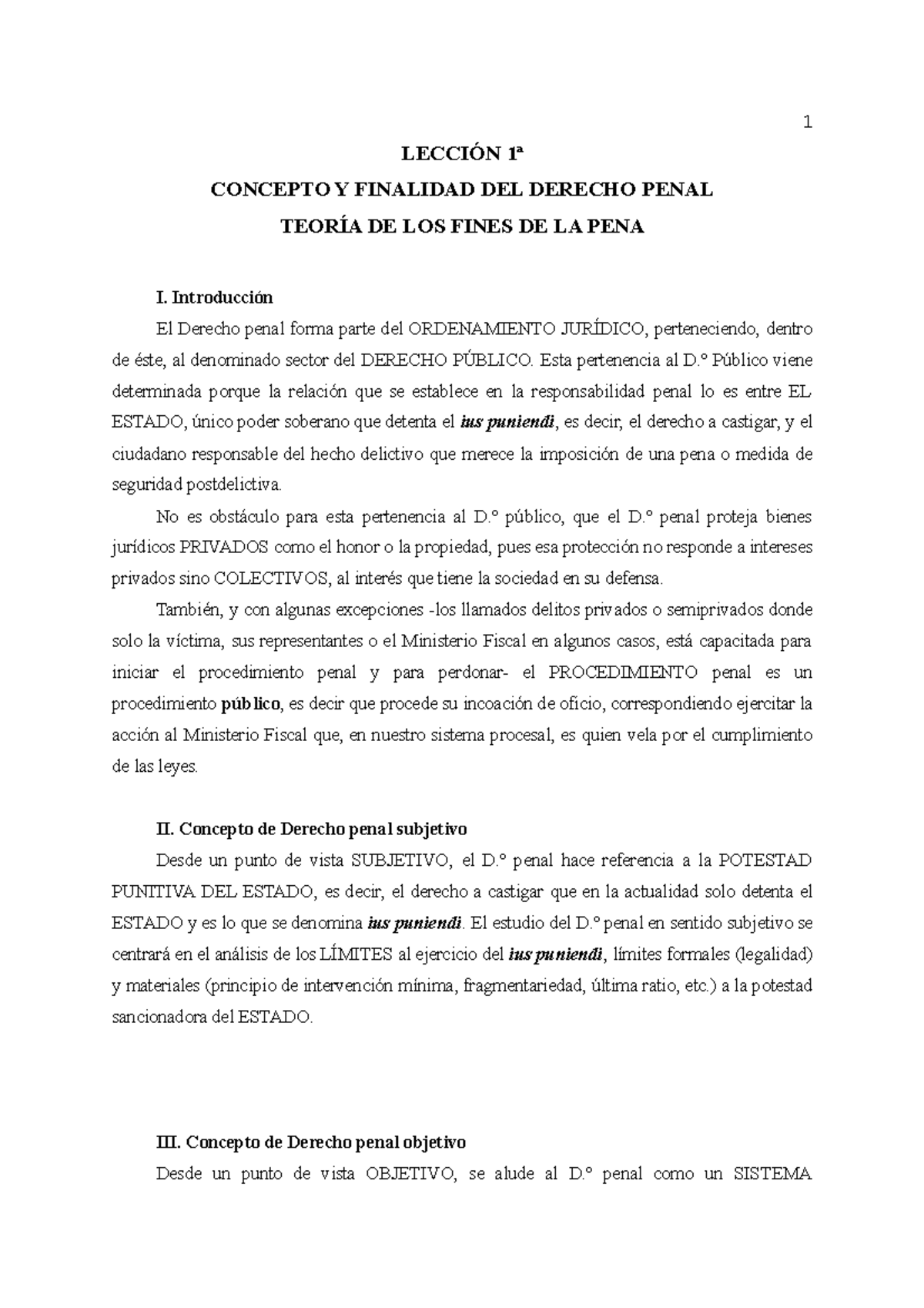 Tema 1 Penal Apuntes 1 LecciÓn 1ª Concepto Y Finalidad Del Derecho