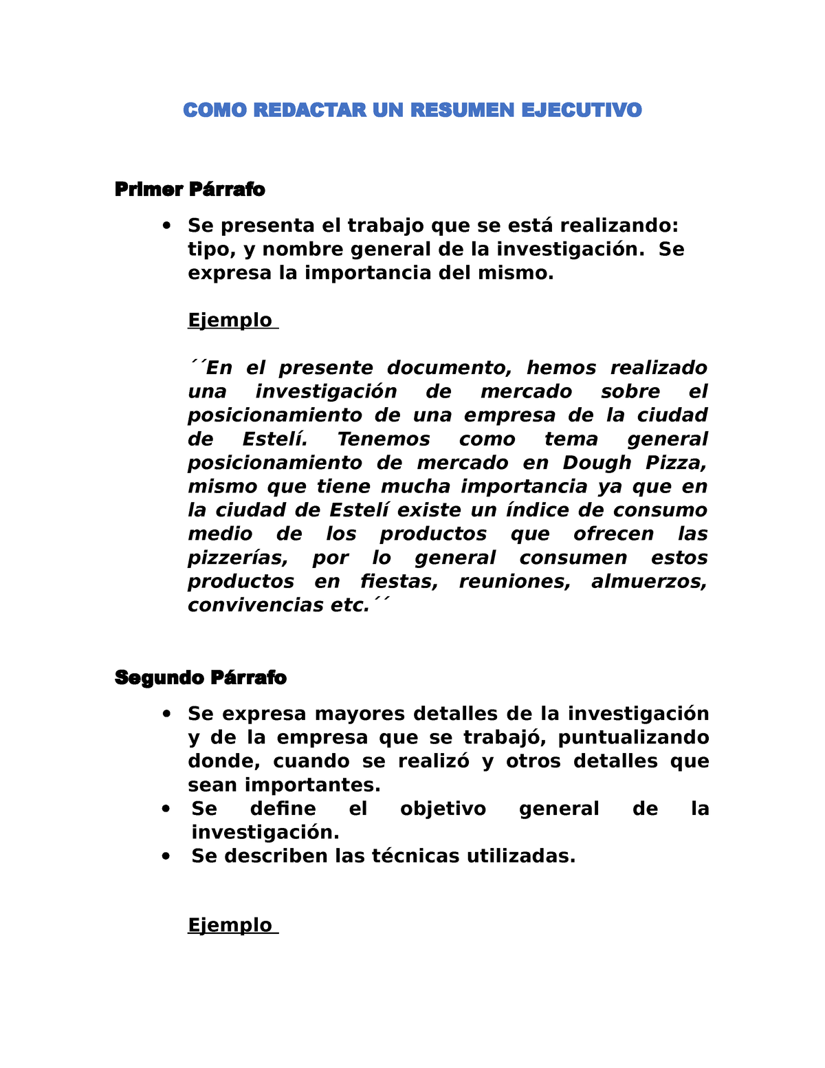 Como Redactar Un Resumen Ejecutivo Como Redactar Un Resumen Ejecutivo