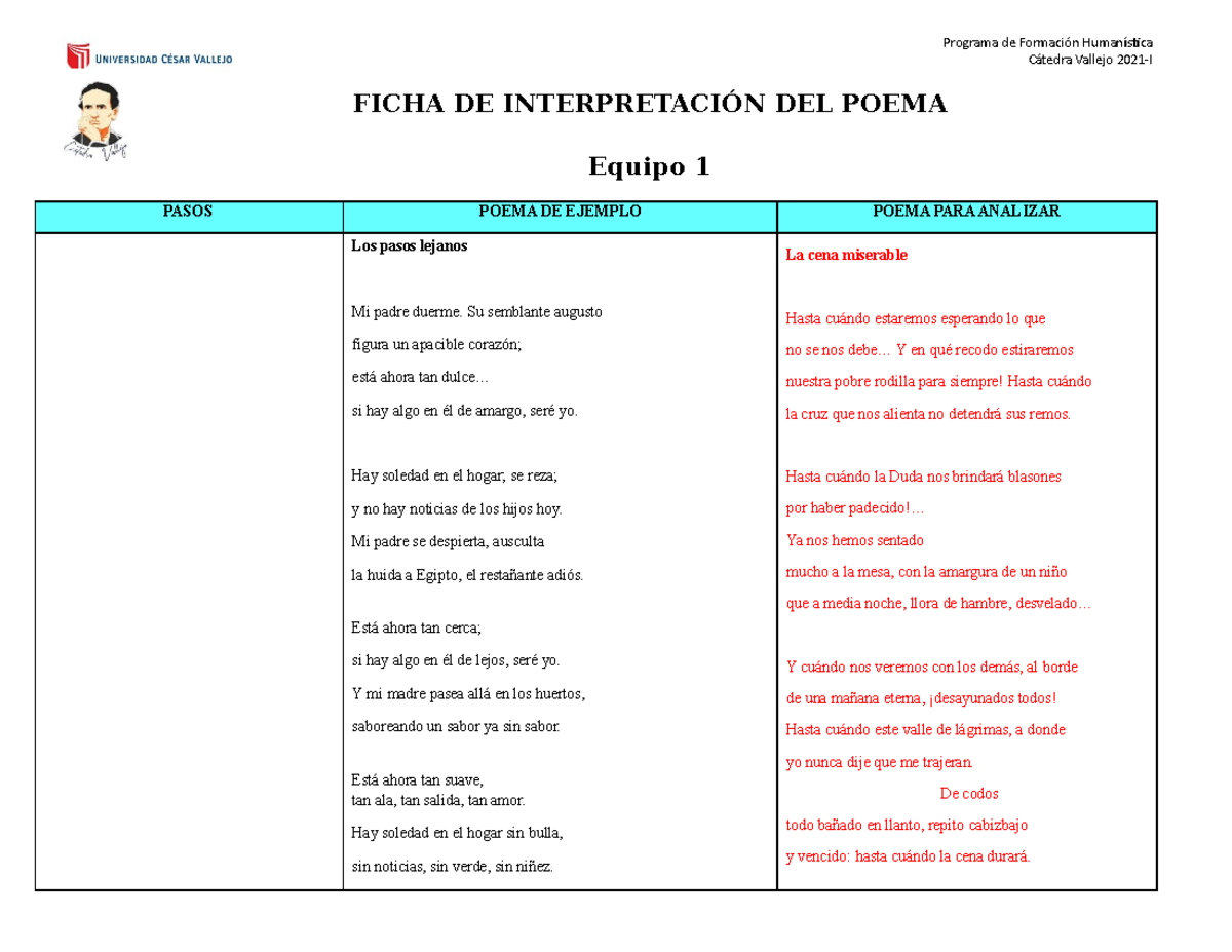 Anexo 2 Ficha De Interpretación Del Poema Cátedra Vallejo 2021 I