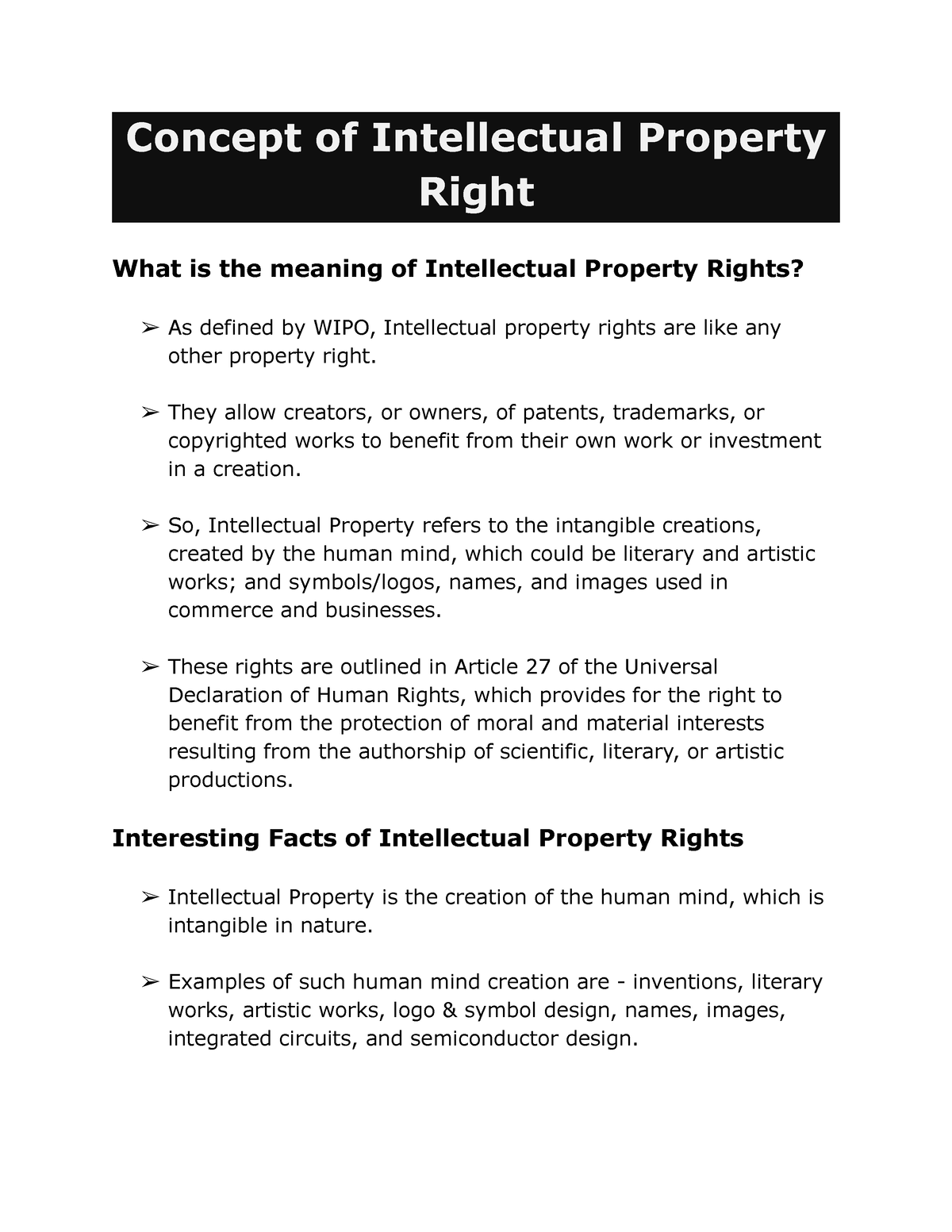 Concept Of Intellectual Property Right Concept Of Intellectual