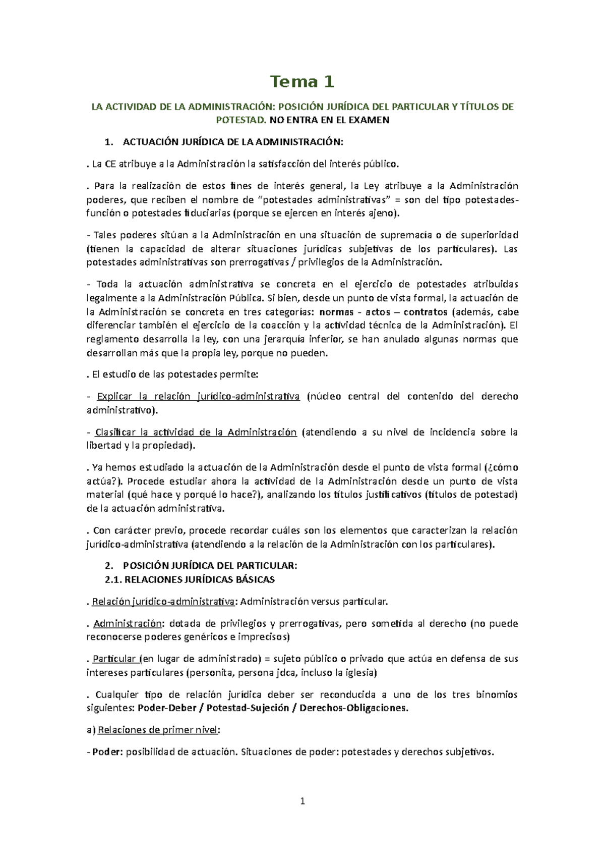 Tema 1 Tema 1 Derecho Administrativo Iii Tema 1 La Actividad De