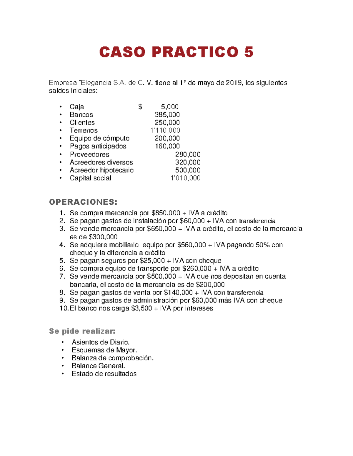 Casos Prácticos Contabilidad Financiera 1 5 Caso Practico 5 Empresa S