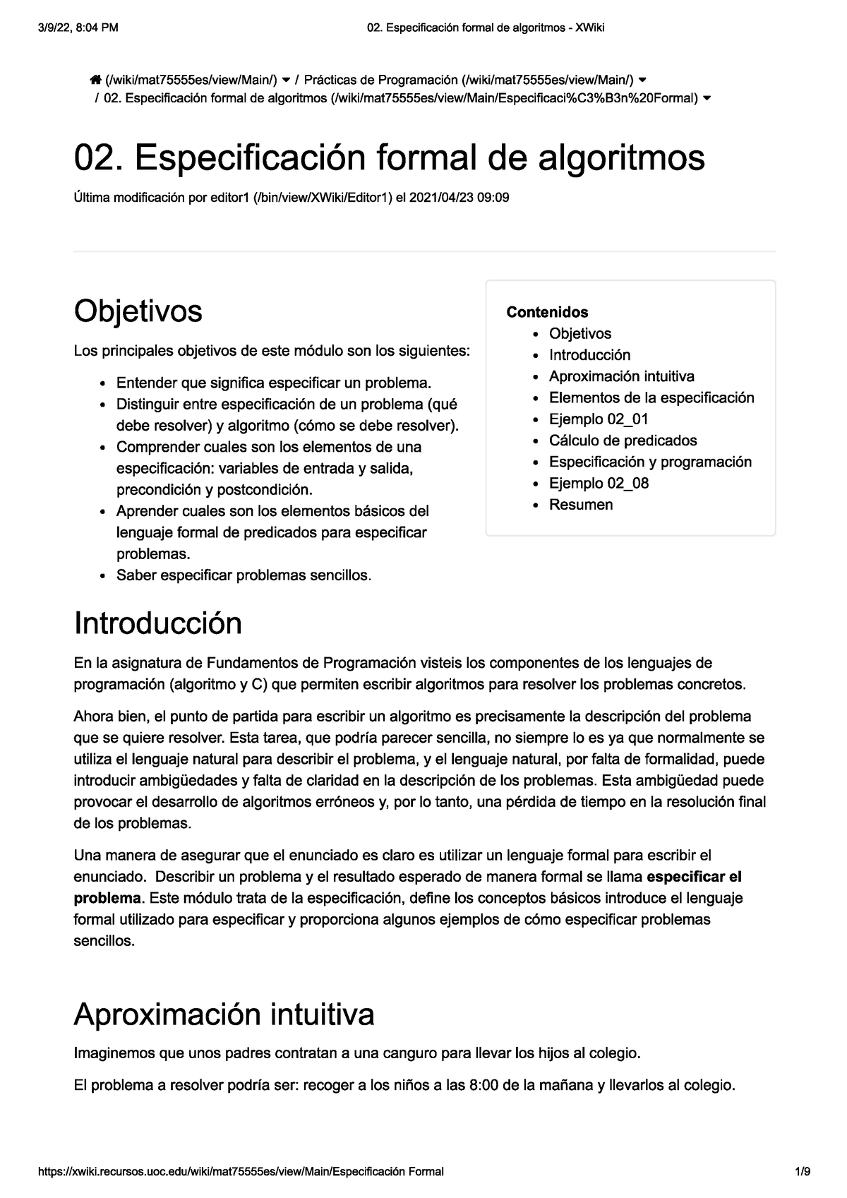 02 Especificación Formal De Algoritmos Prácticas De Programación