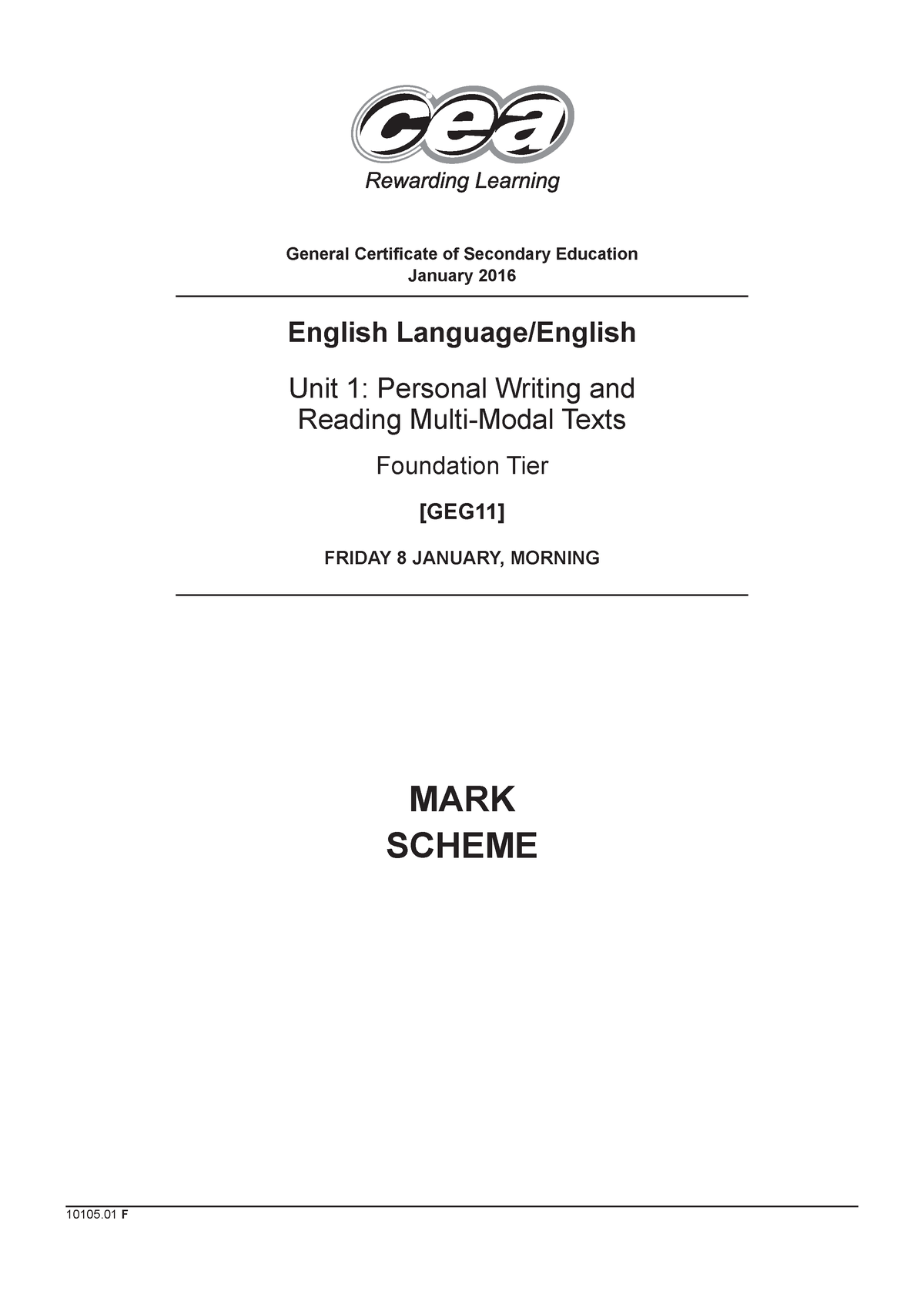 Gcse Eng Revised Past Papers Mark Schemes Standard January Series 2016