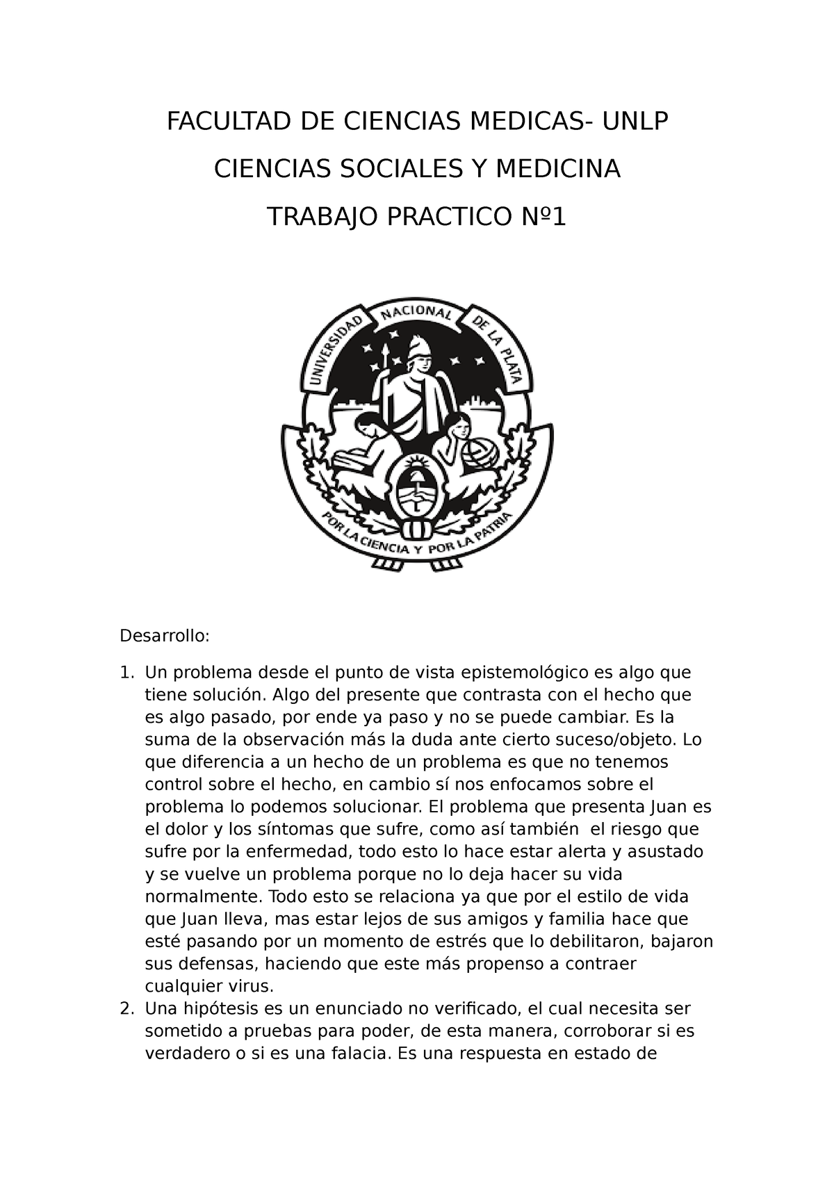 Primer Tp De Sc Sociales Facultad De Ciencias Medicas Unlp Ciencias