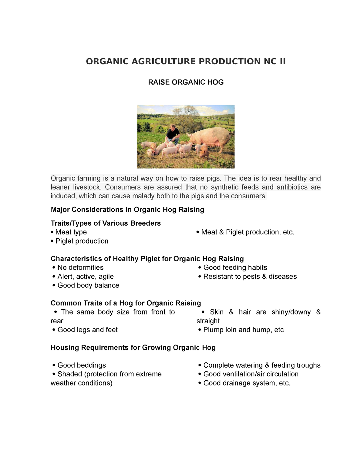 Oap Ncii Raise Organic Hog Organic Agriculture Production Nc Ii Raise