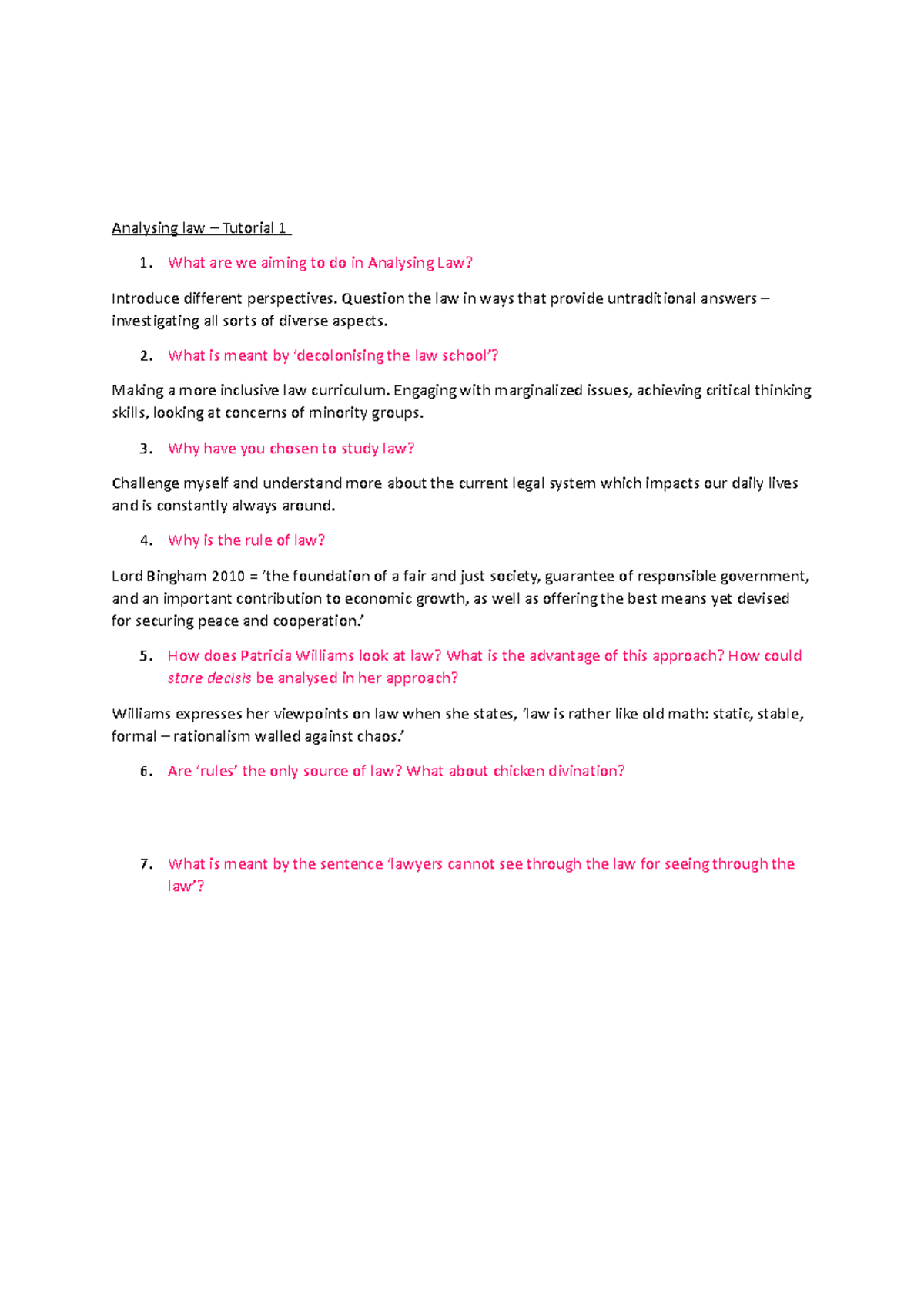 Tutorial 1 Kkkkk Analysing Law Tutorial 1 1 What Are We Aiming