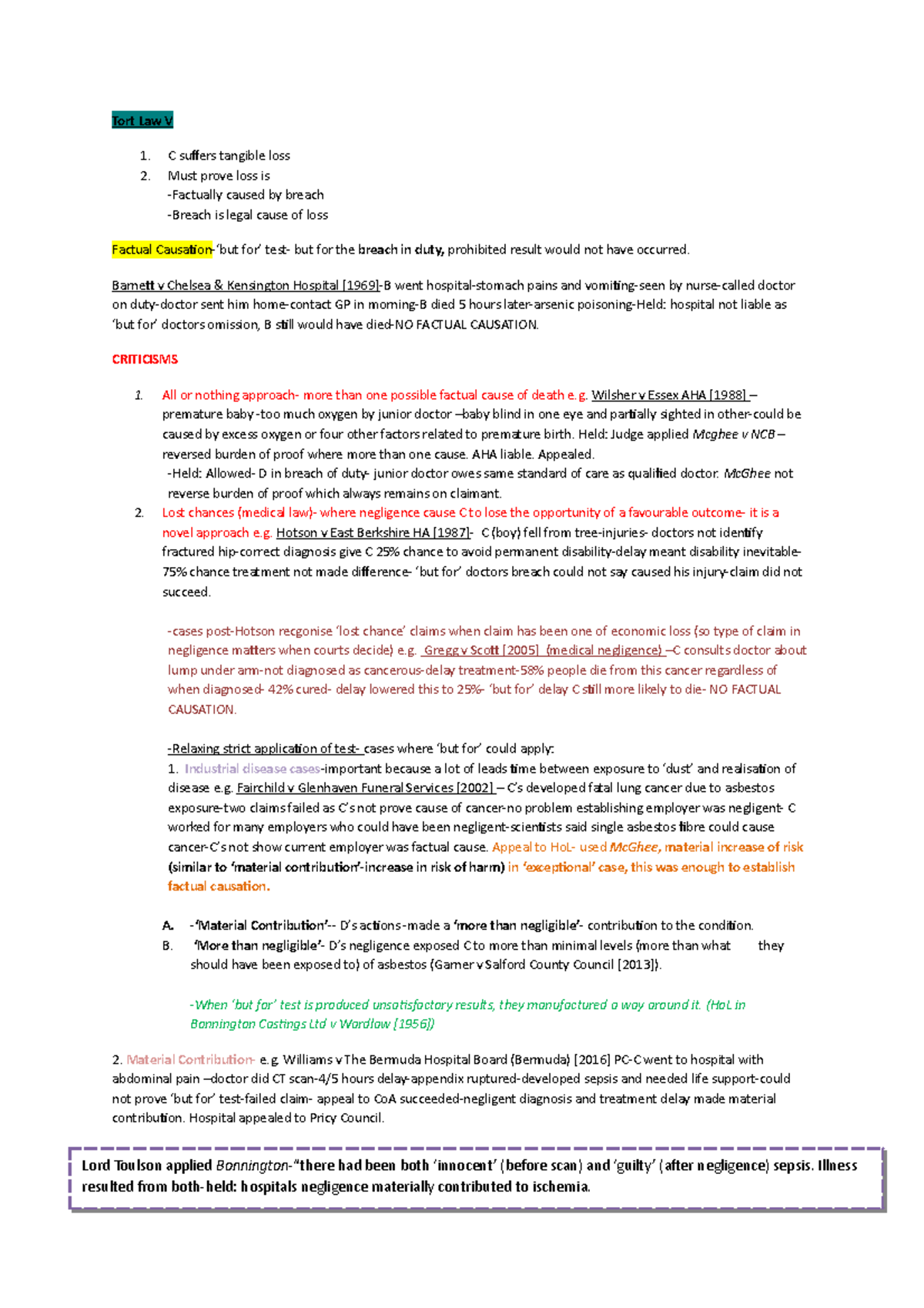 Tort Law V Causation A Lecture On Causation By Dr Katy Peters Tort