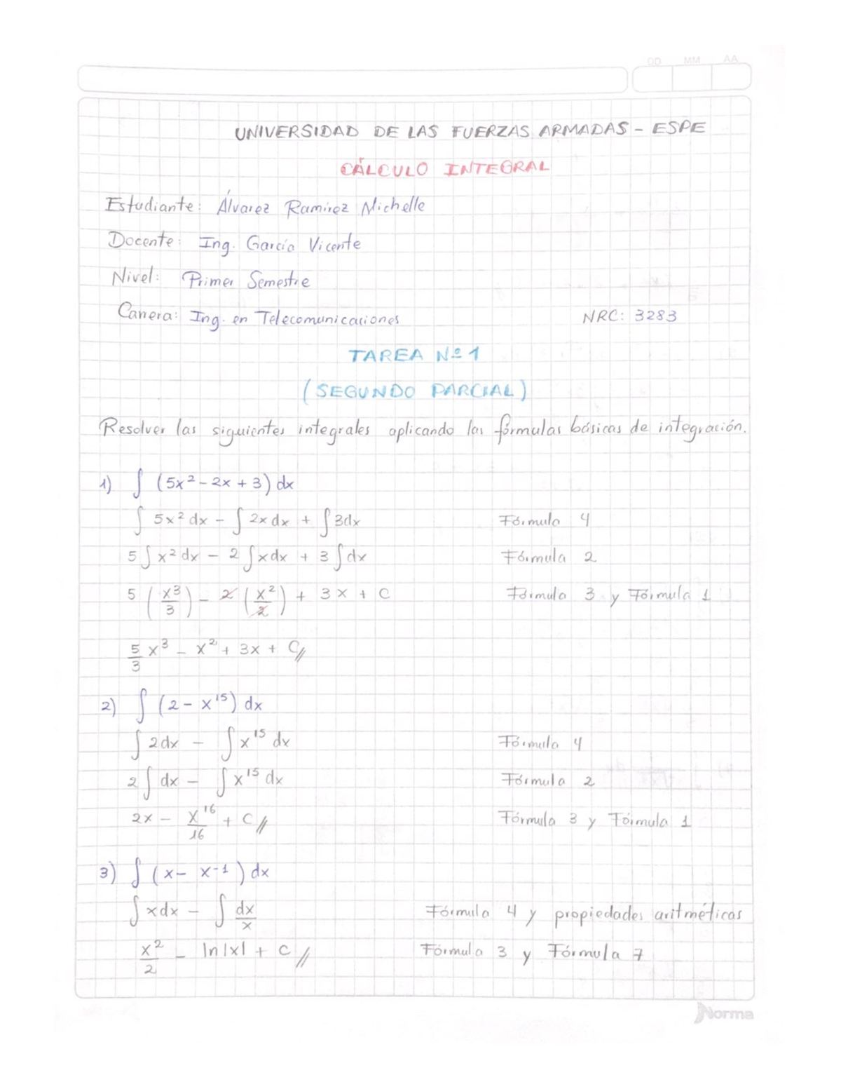 Deber 1 Calculo Cálculo Diferencial E Integral Studocu