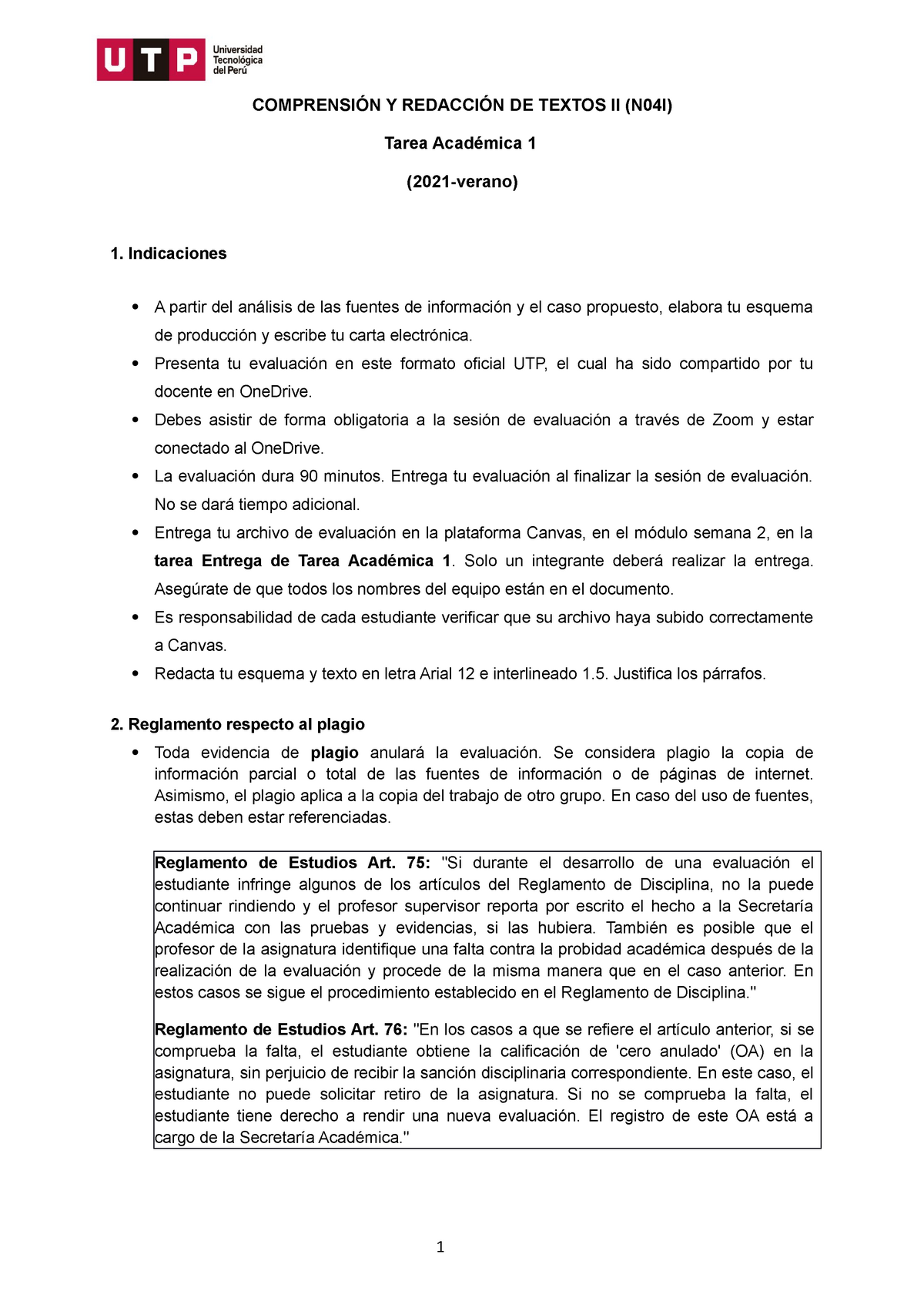 Ta1 Grupo 1 1 Tarea Académica ComprensiÓn Y RedacciÓn De Textos