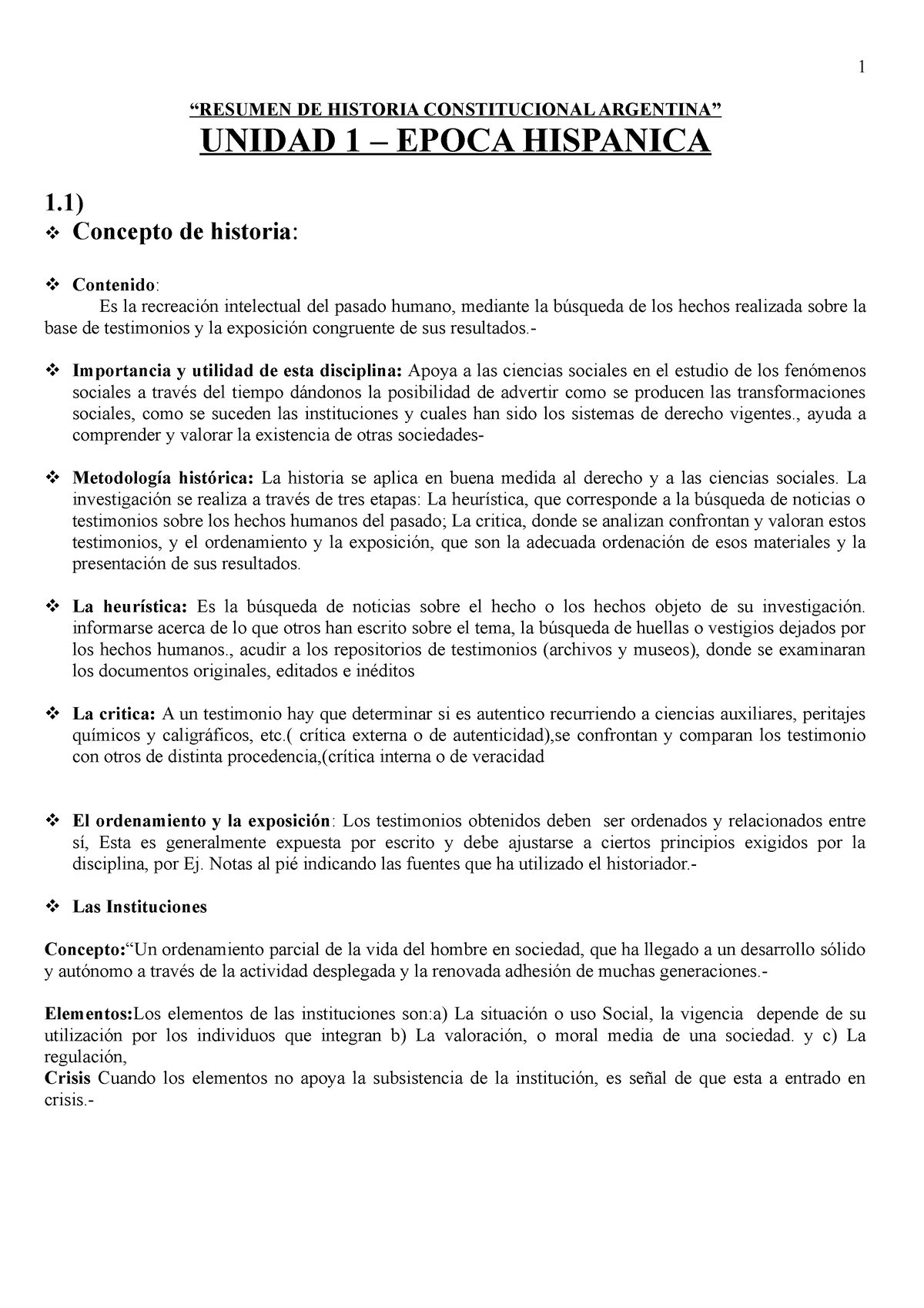 Resumen De Historia Constitucional Arge “resumen De Historia