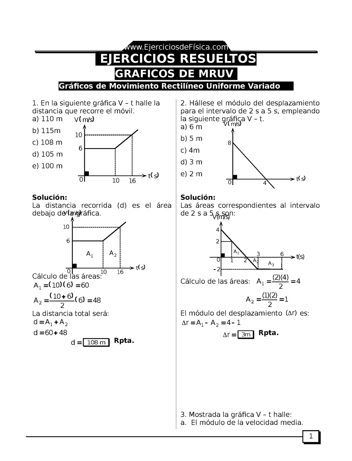 Gráficos De Mruv Ejercicios Resueltos Ejercicios Resueltos Graficos