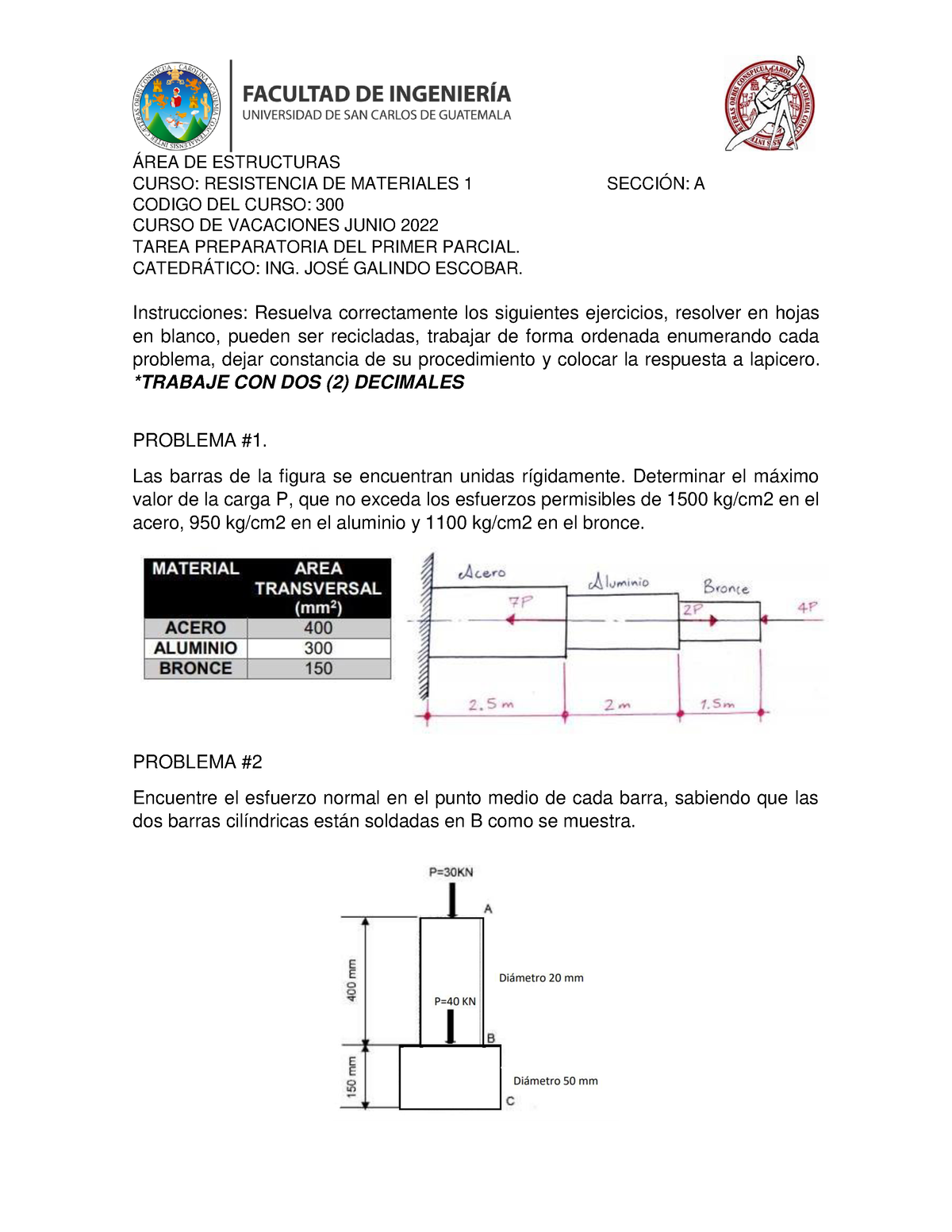 Tarea Preparatoria Primer Parcial A Área De Estructuras Curso