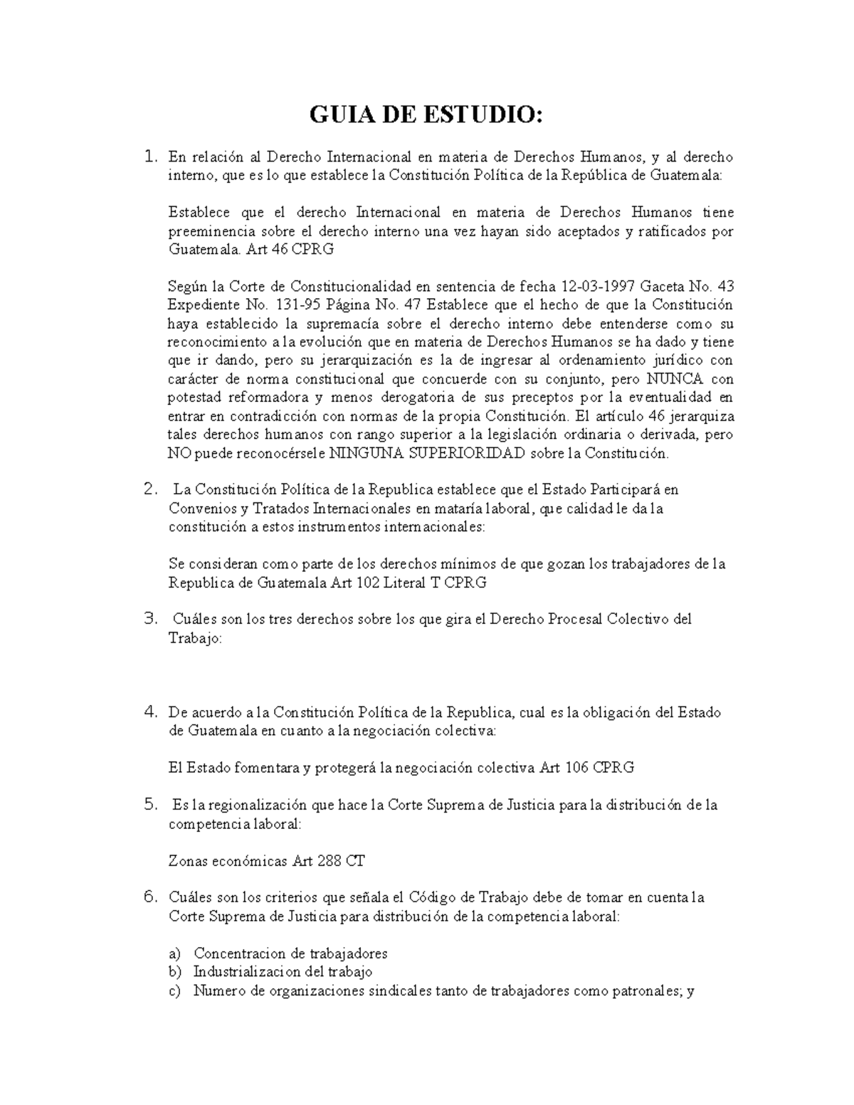 Cuestionario Procesal Laboral Ii Conciliacion Guia De Estudio 1 En