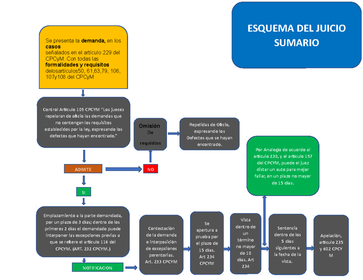 Esquema Del Juicio Sumario Esquema Del Juicio Sumario Notificacion