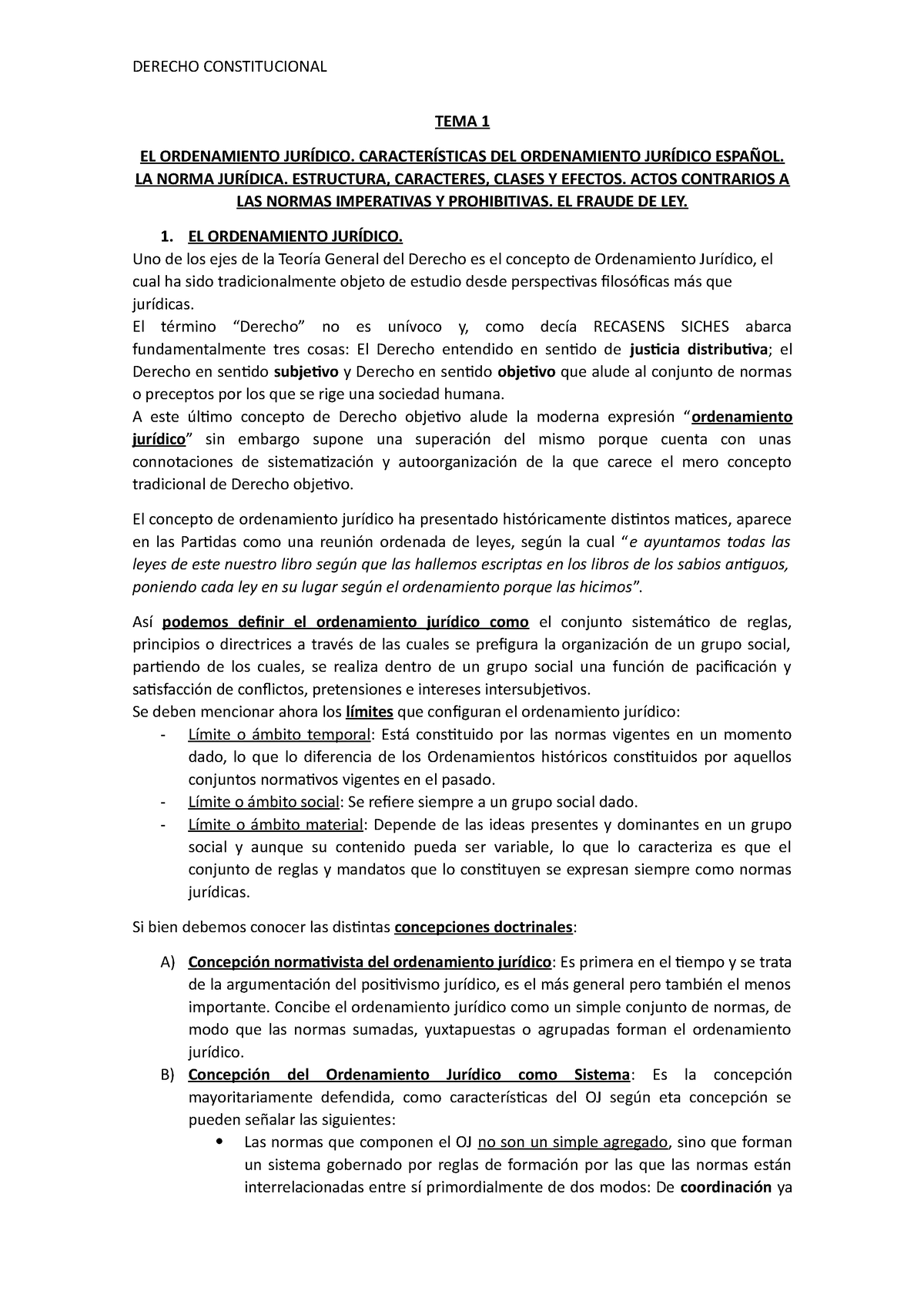 Tema 1 El Ordenamiento JurÍdico CaracterÍsticas Del Ordenamiento