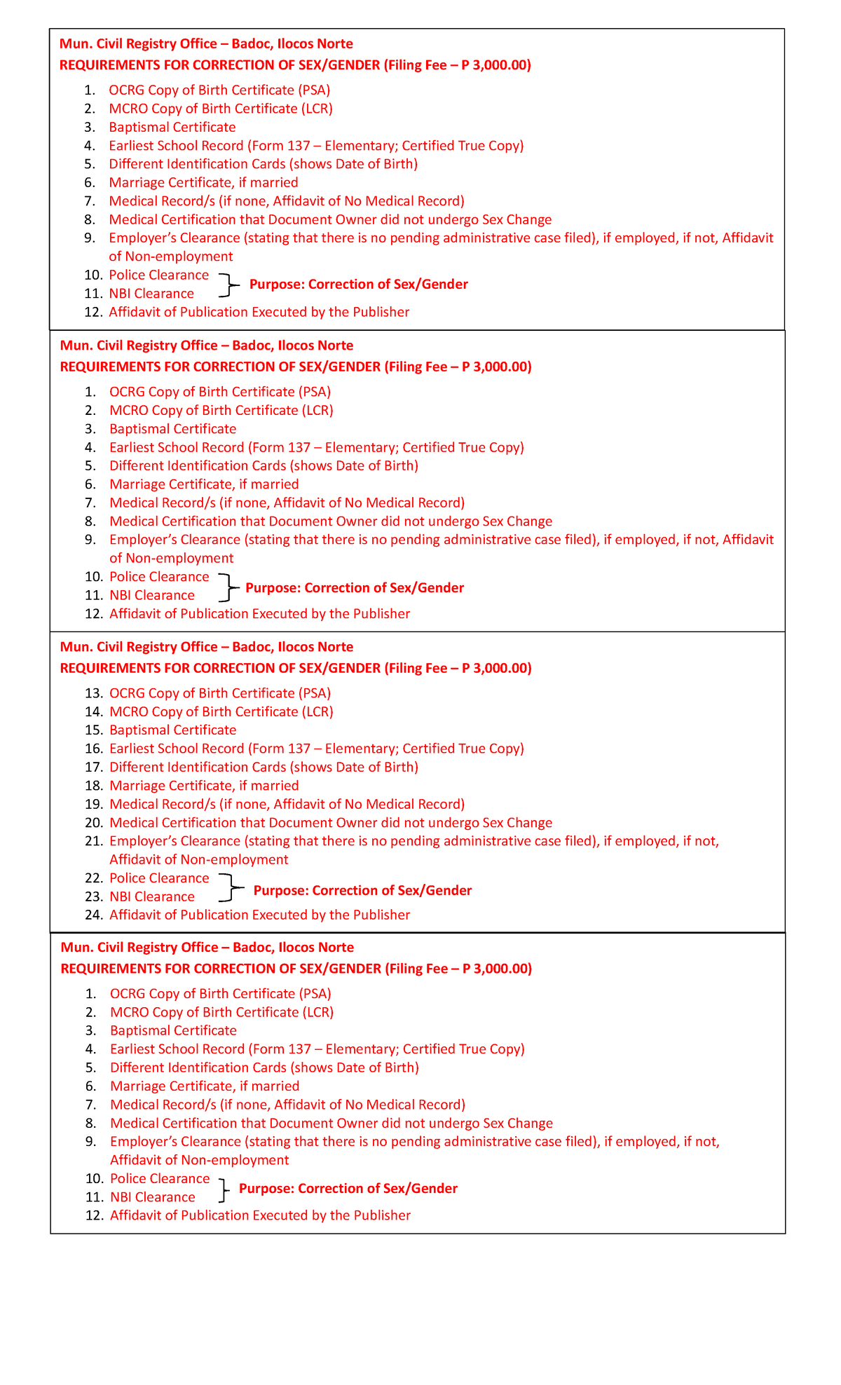 Requirements For Correction Of Sex Long Purpose Correction Of Sex