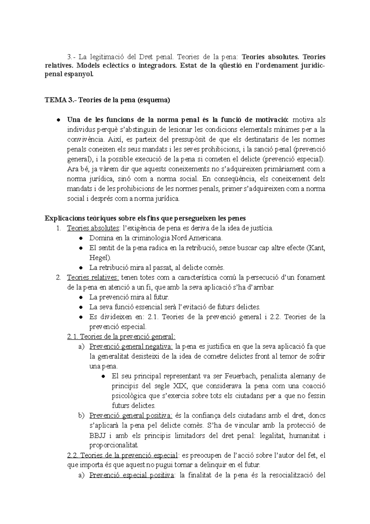 Tema 3 3 La Legitimació Del Dret Penal Teories De La Pena Teories