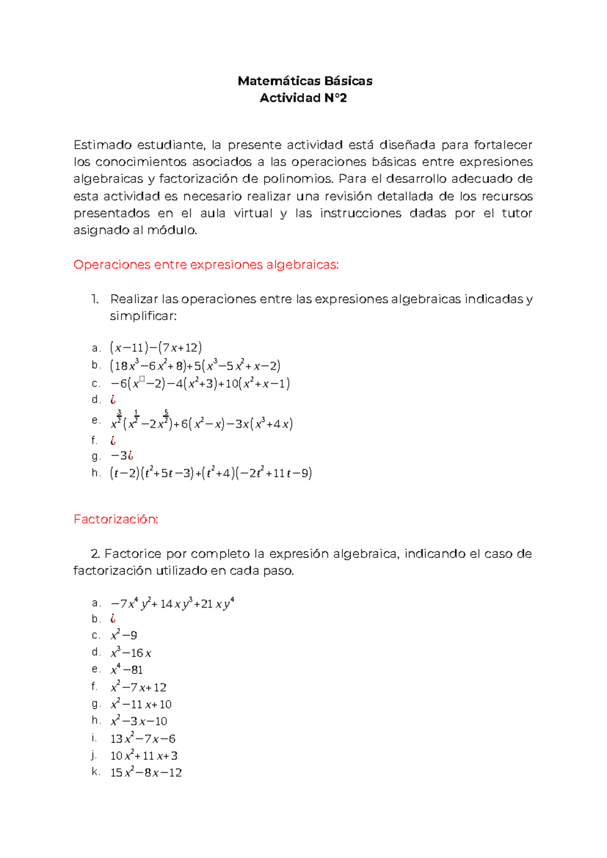 Expresiones Algebraicas Y Factorización De Polinomios Para El