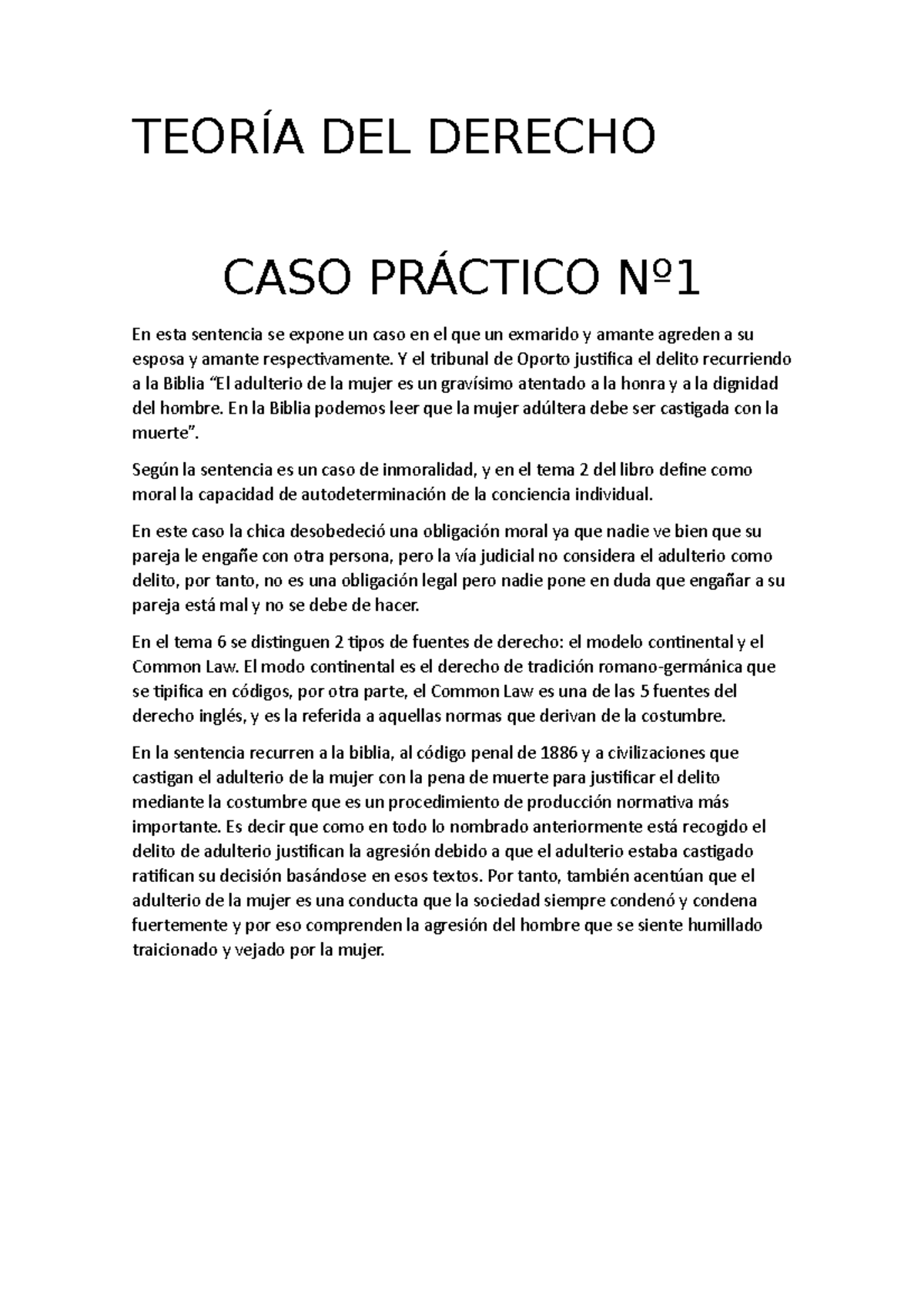 Teoría Del Derecho Caso Práctico Nº1 TeorÍa Del Derecho Caso PrÁctico