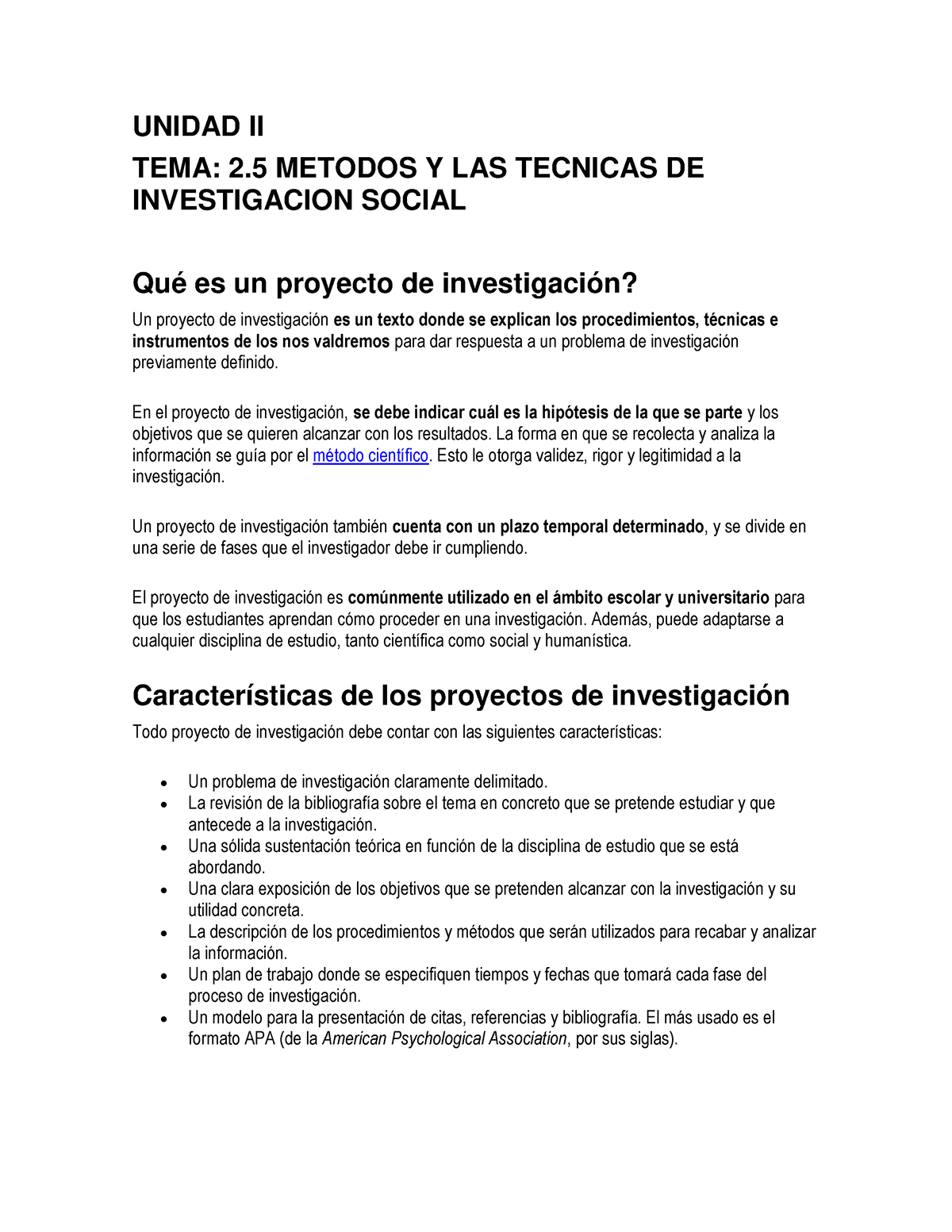 Metodos Y Las Tecnicas De Investigacion Social Unidad Ii Tema 2