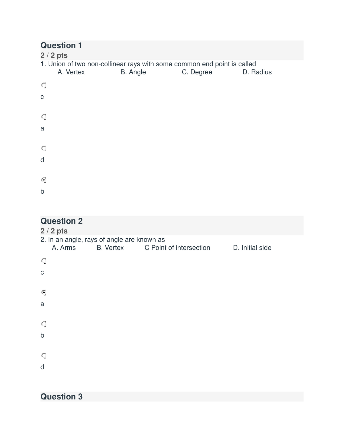 Past 111 Week 2 Quiz 2 Plane And Spherical Trigonometry Quizzes With