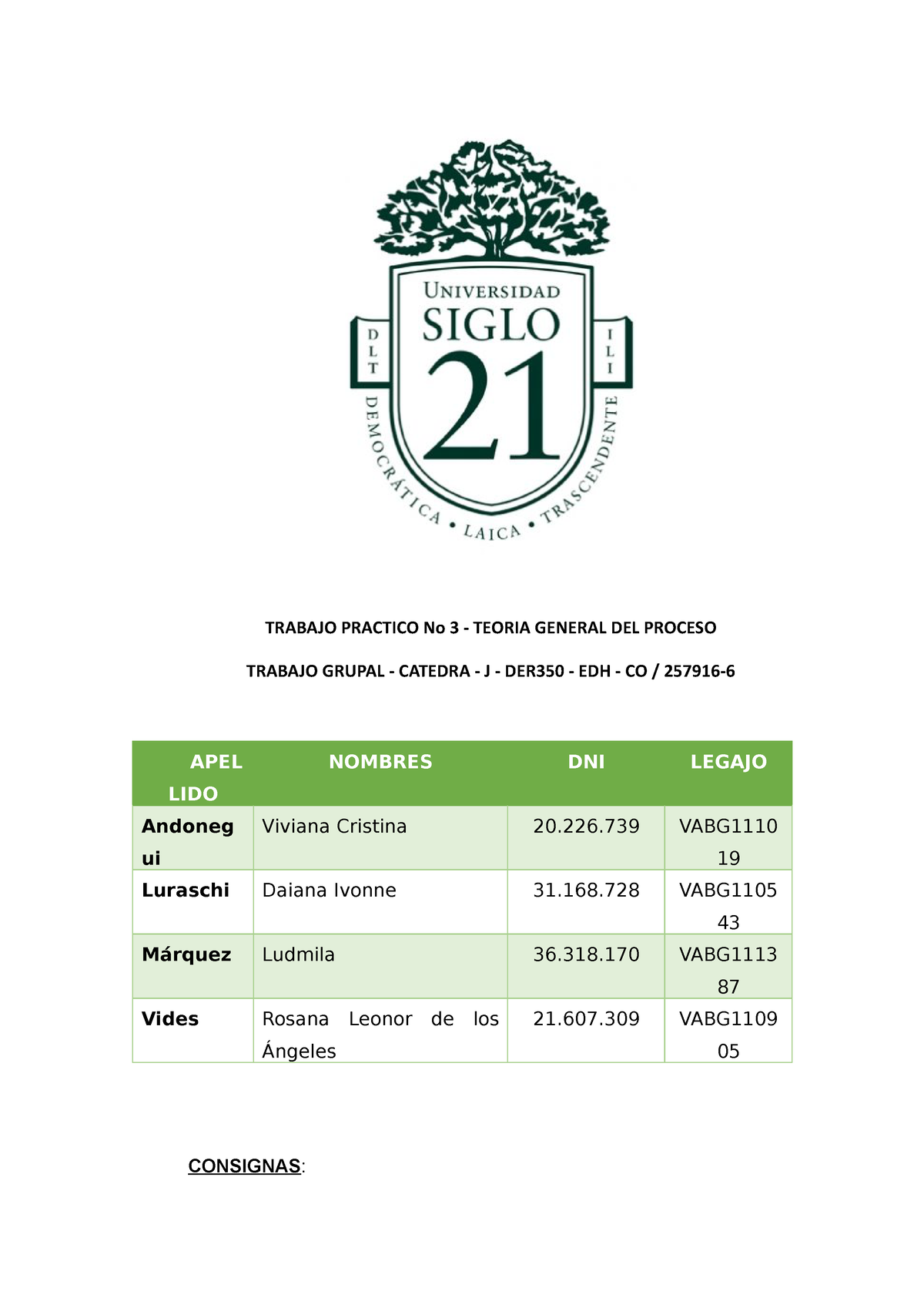 Tp 3 Teoria Gral Del Proceso Trabajo Practico No 3 Teoria General