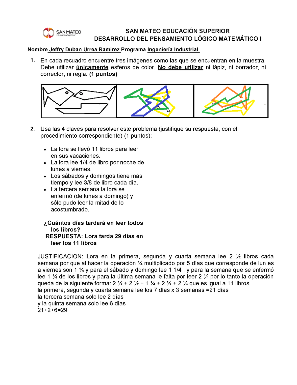 Examen Final Pensamiento Logico San Mateo EducaciÓn Superior