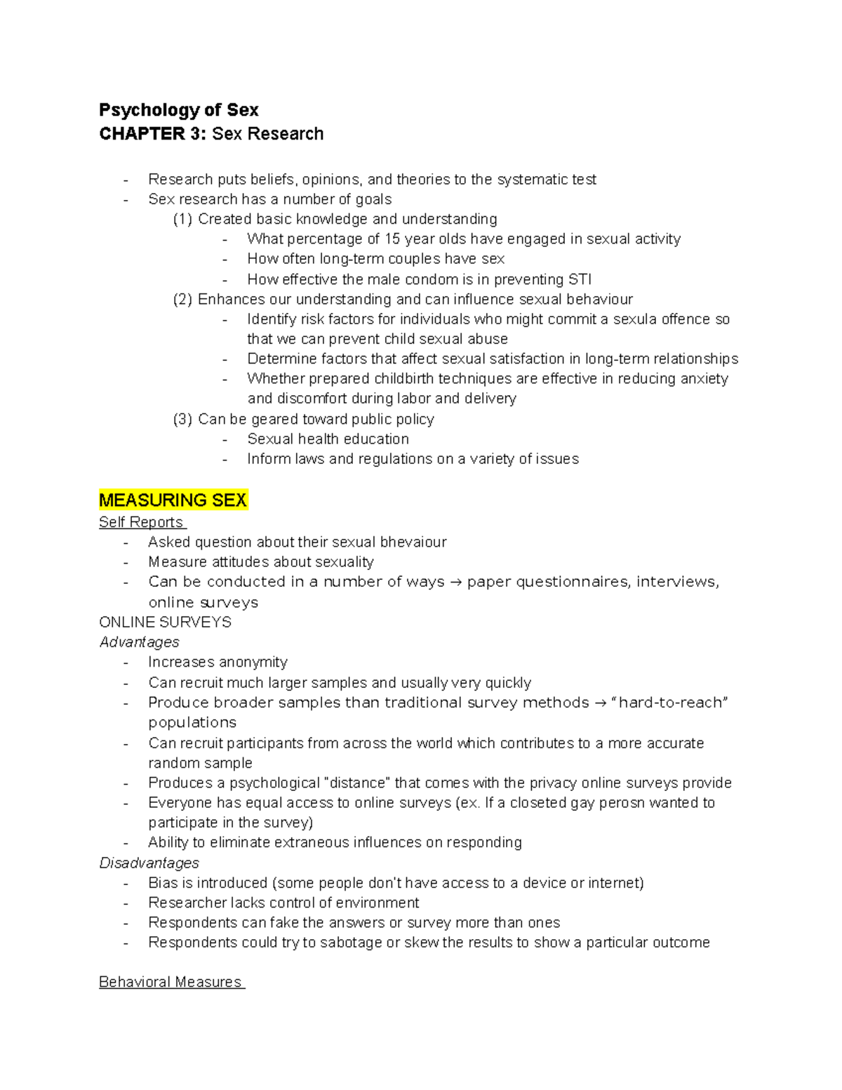 Chapter 3 Sex Research Psychology Of Sex Chapter 3 Sex Research