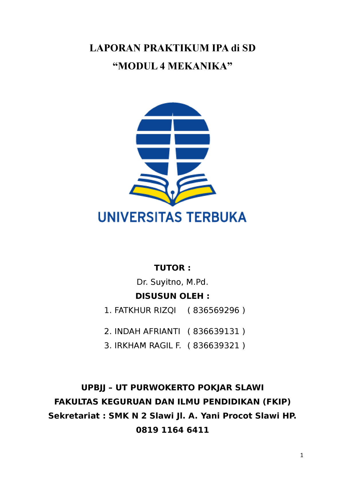 Laporan Praktikum Ipa Kelompok 4 Pgsd Slawi Laporan Praktikum Ipa Di