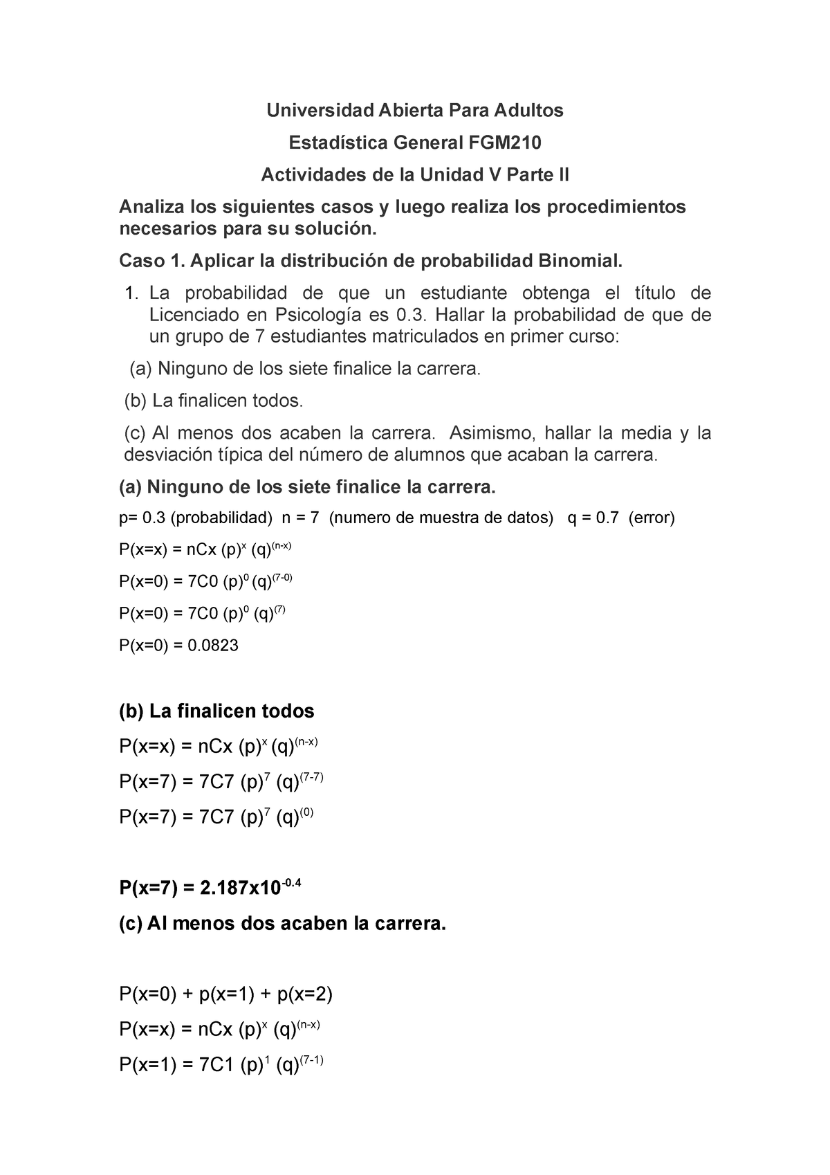 Tarea 5 De Estadistica General Docx Universidad Abierta Para Adultos