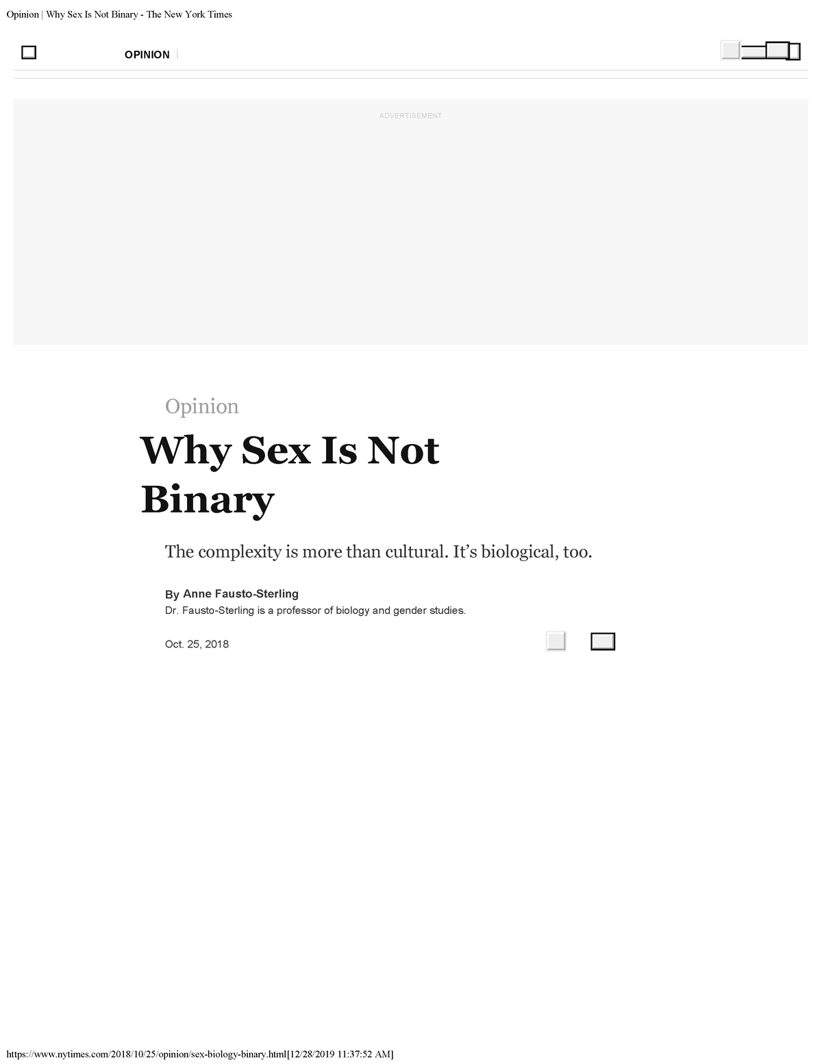 Opinion Why Sex Is Not Binary The New York Times Account