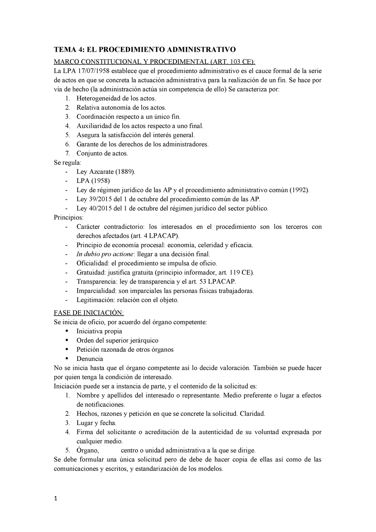 Tema 4 Admin Ii Resumen Tema 4 El Procedimiento Administrativo