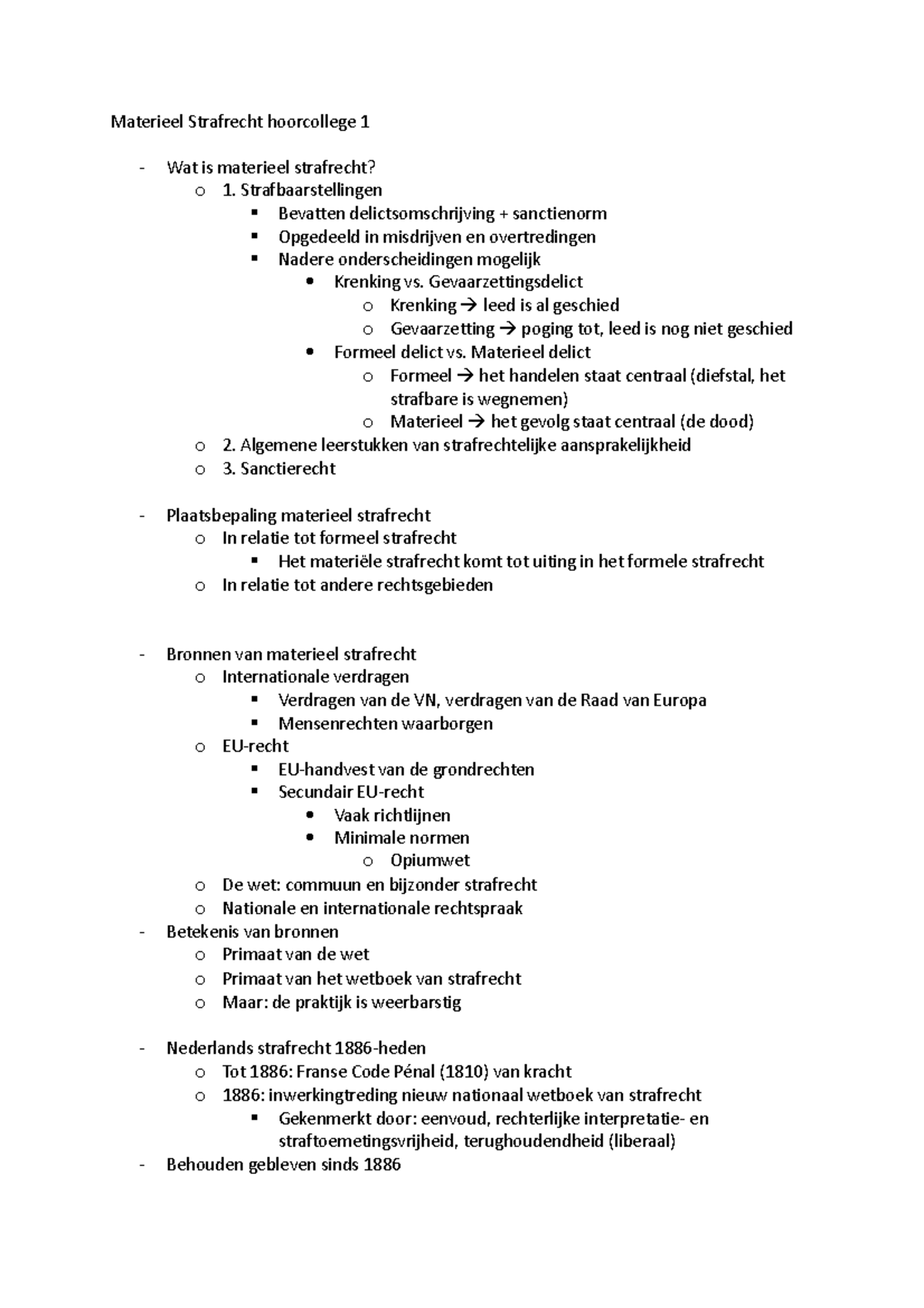 Ms Hc1 Hoorcollege 1 Materieel Strafrecht Hoorcollege 1 Wat Is