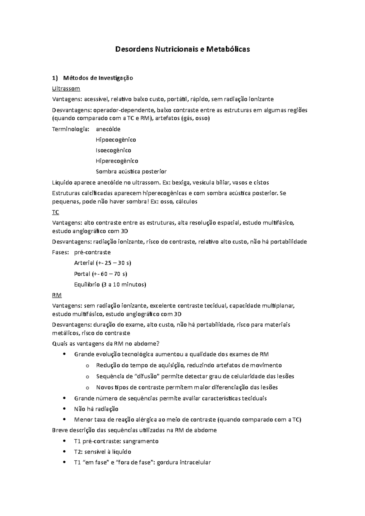 Desordens Nutricionais E Metabólicas Resumo Aula De Radiologia