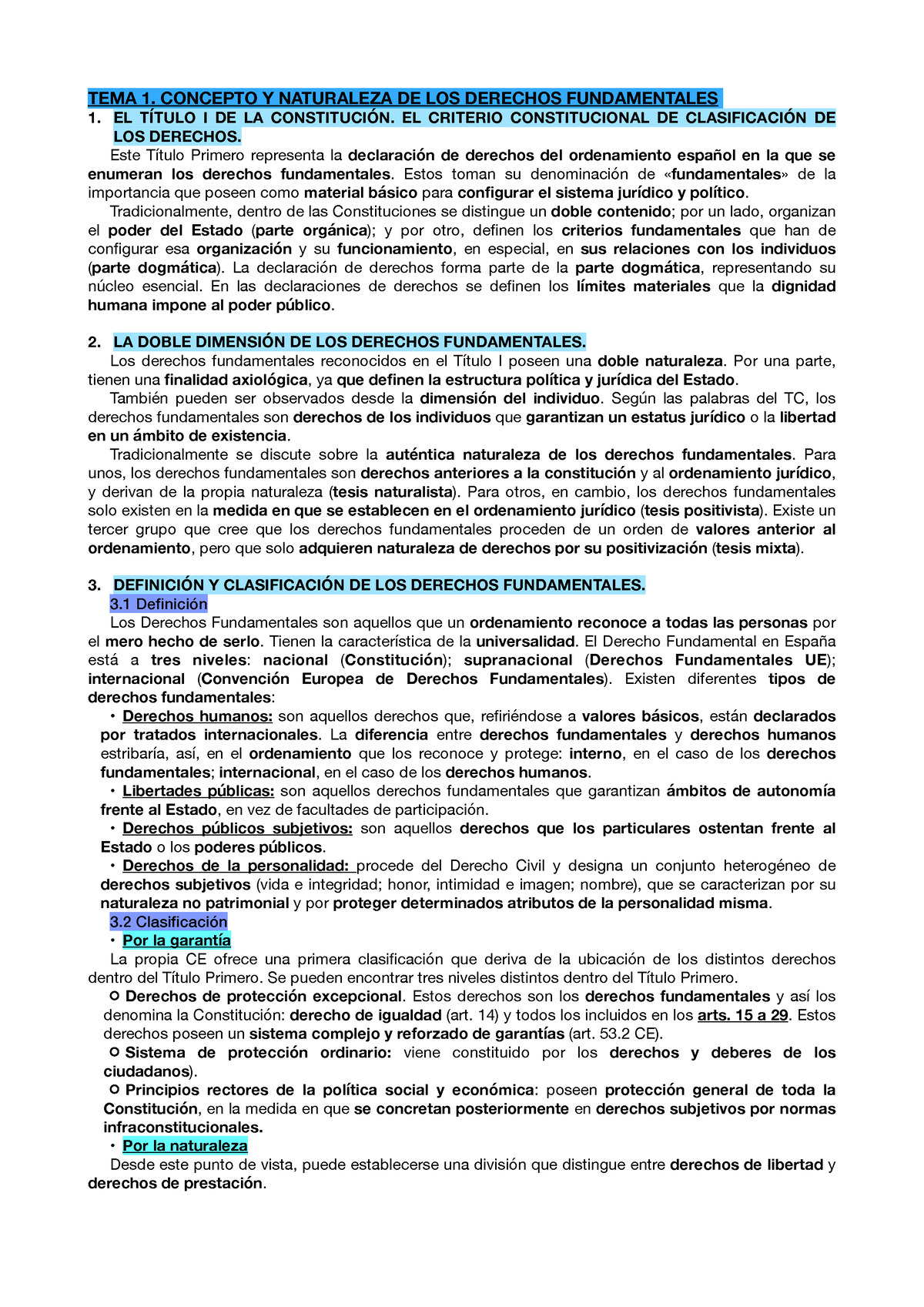 Constitucional Iii Derechos Fundamentales Y Su Protección Tema 1