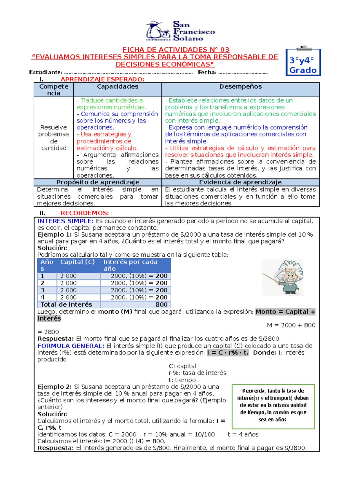 Ficha 3 3eroy4to Exp 6 Ficha De Actividades N° 03 “evaluamos