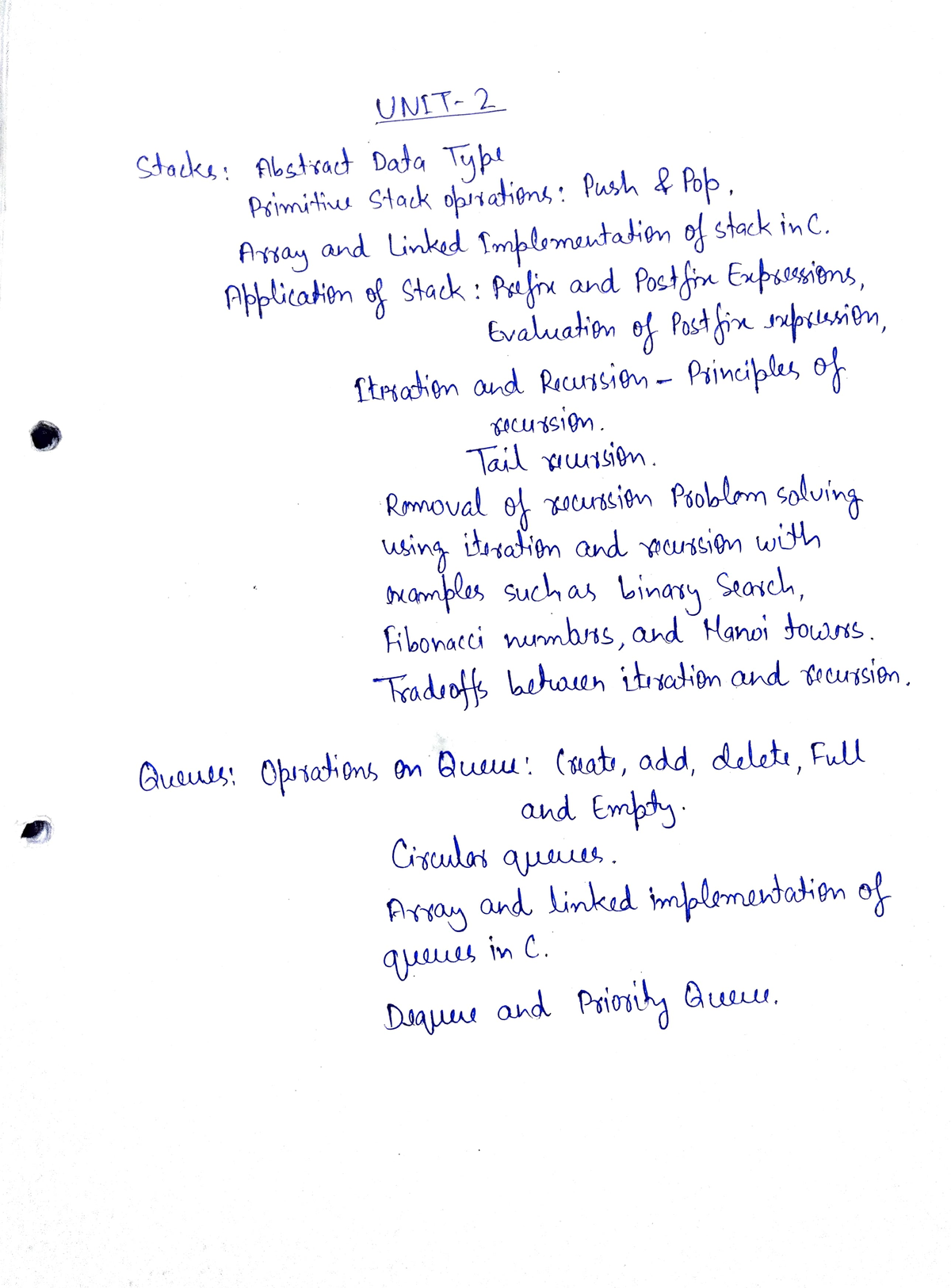 Dsa Unit 2 Dsa Unit 2 Full Notes Part 2 Data Structures Studocu