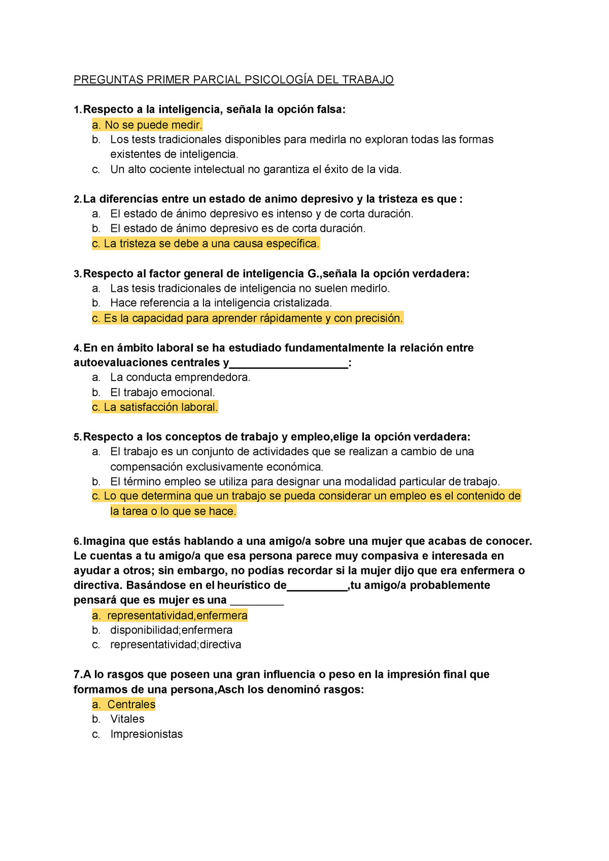 Examen Temas 1 9 Psicología Preguntas Primer Parcial PsicologÍa Del