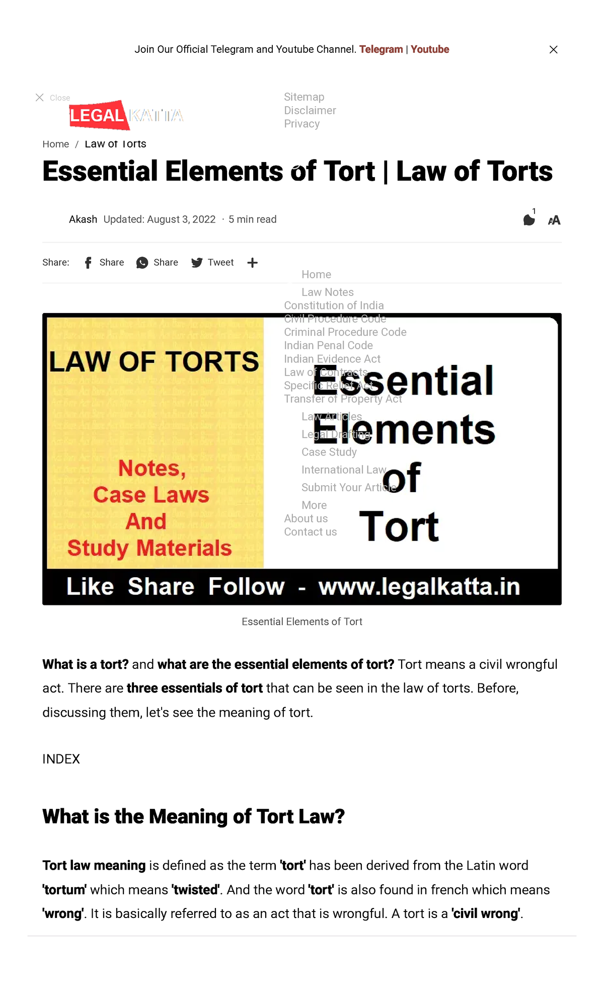 Essential Elements Of Tort Law Of Torts Join Our Official Telegram