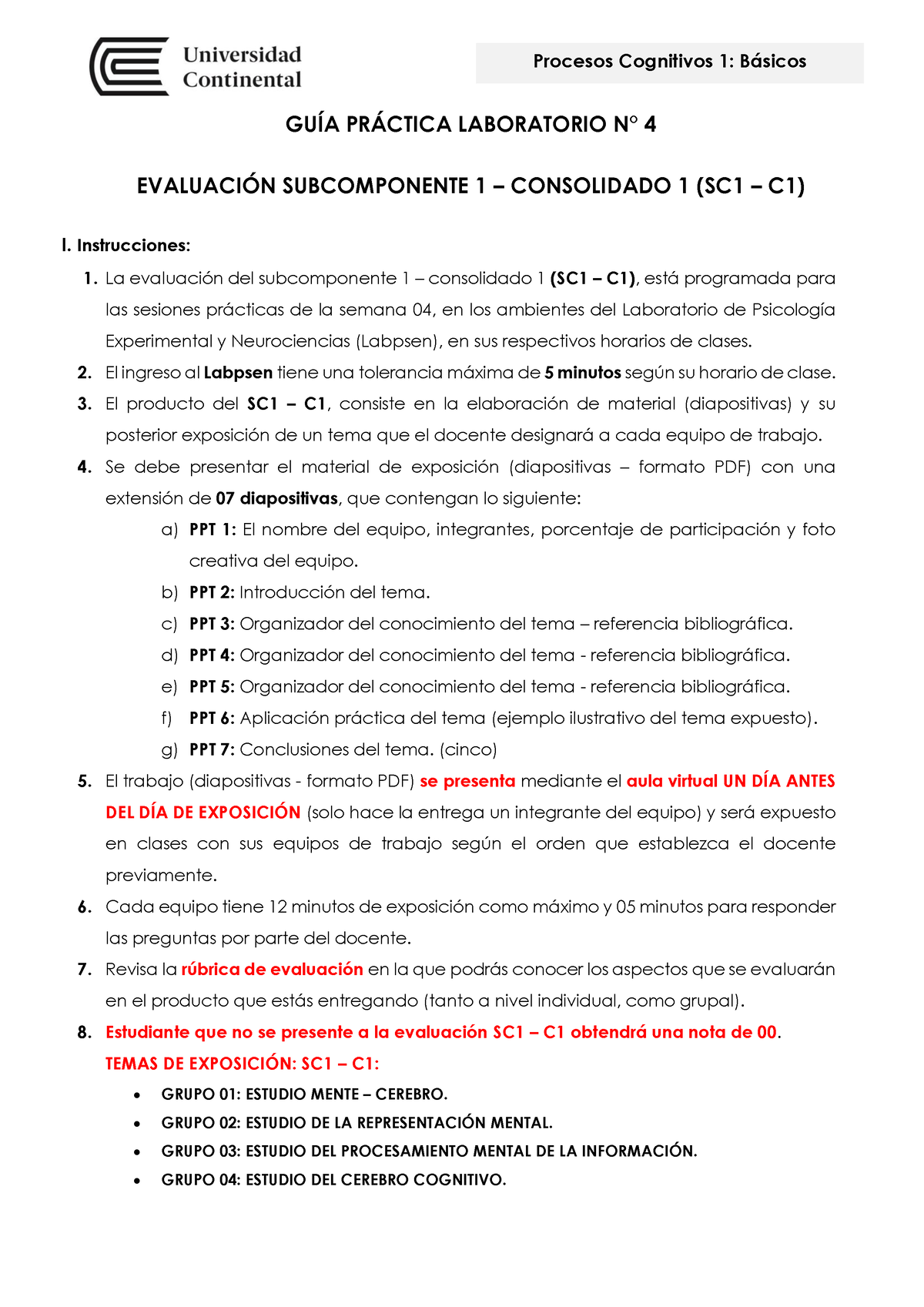 GuÍa Práctica Laboratorio N° 4 Sc1 C1 Procesos Cognitivos 1 Básicos