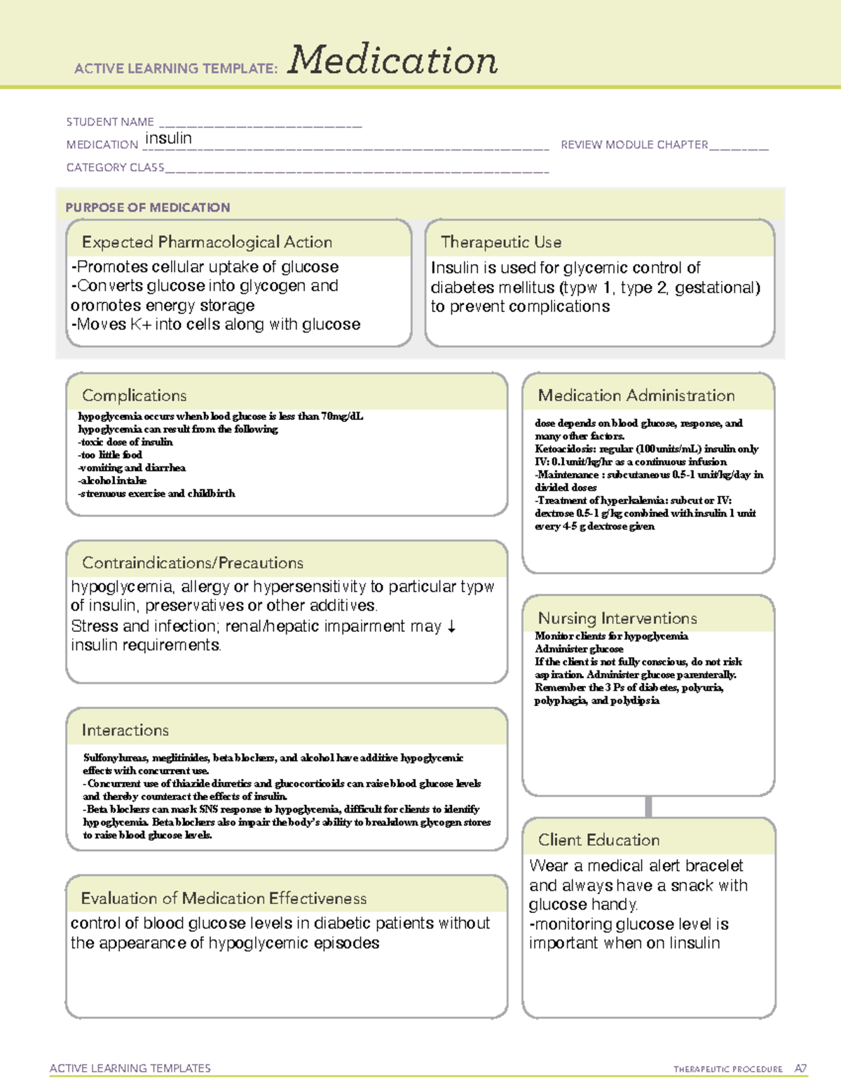 Active Learning Template Medication Active Learning Templates