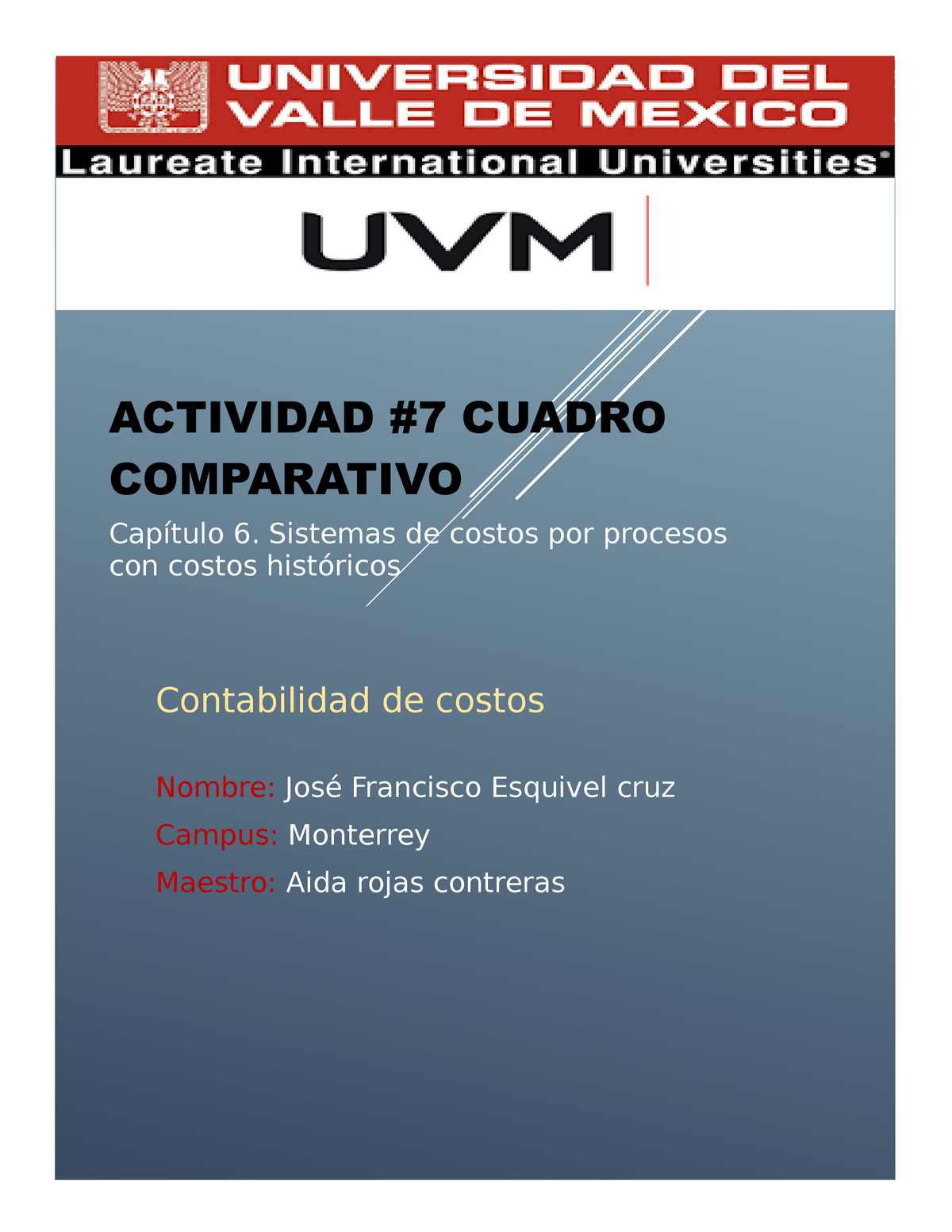 Cuadro Comparativo Uvm Cuadro Comparativo Costo Directo Costo The