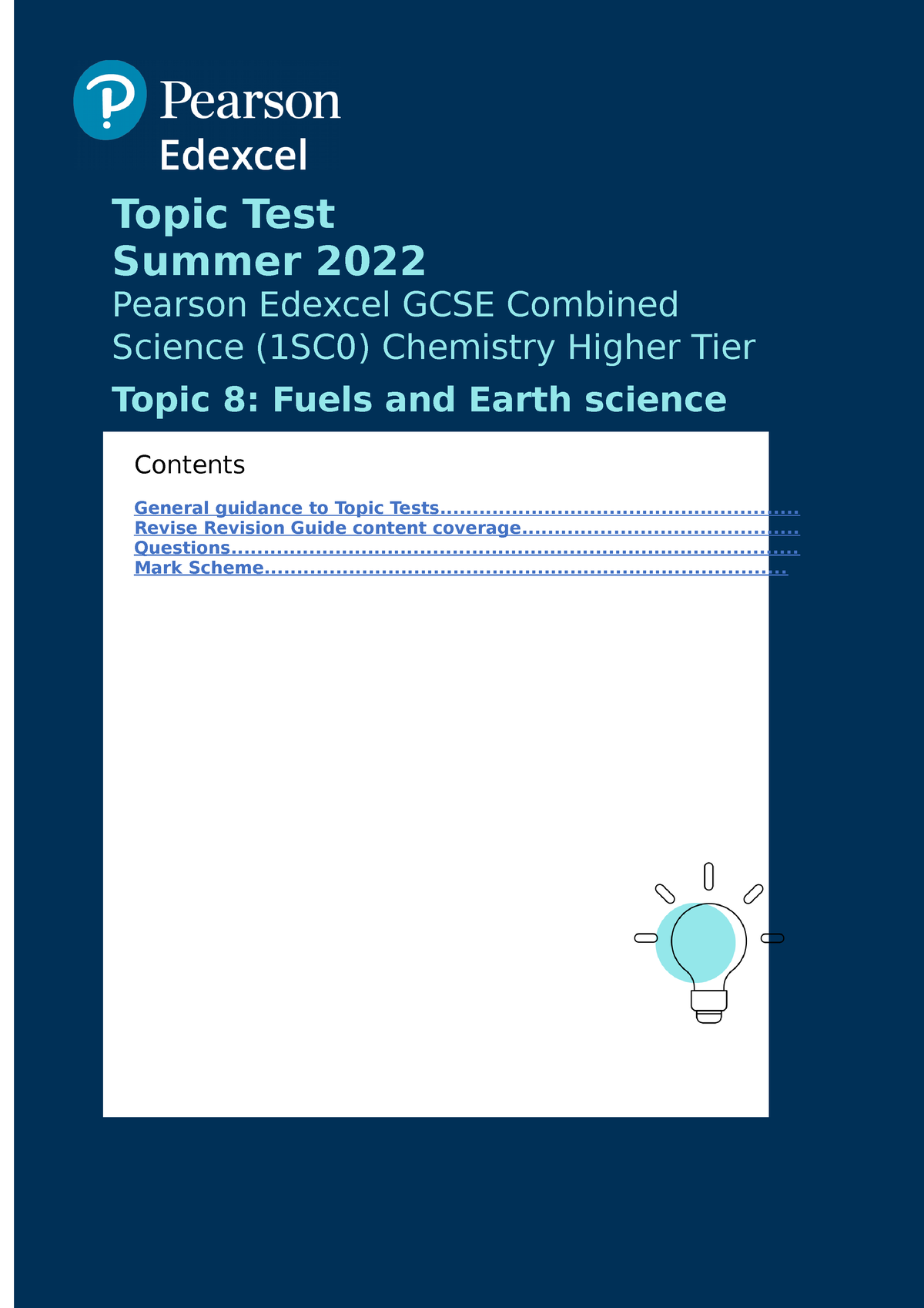 Gcse Combined Sci Chemistry Higher Tier Topic Test 8 Topic Test